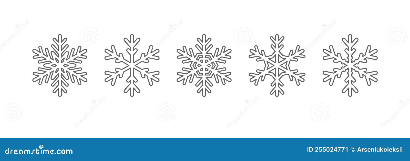 Thinline Snowflake Silhouette Icon. Snow Flake Stencil Blueprint. Stock ...