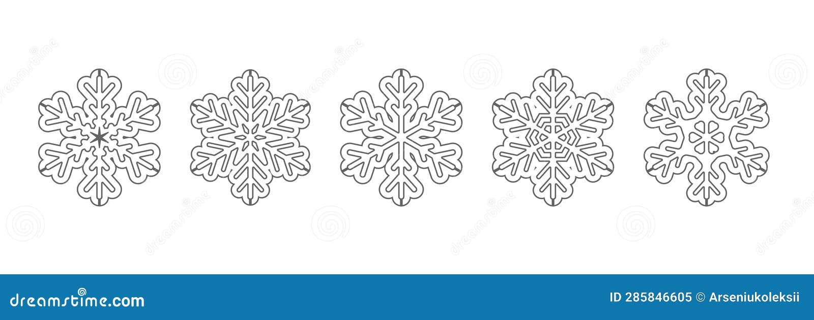 Thinline Snowflake Silhouette Icon. Snow Flake Stencil Blueprint. Stock ...