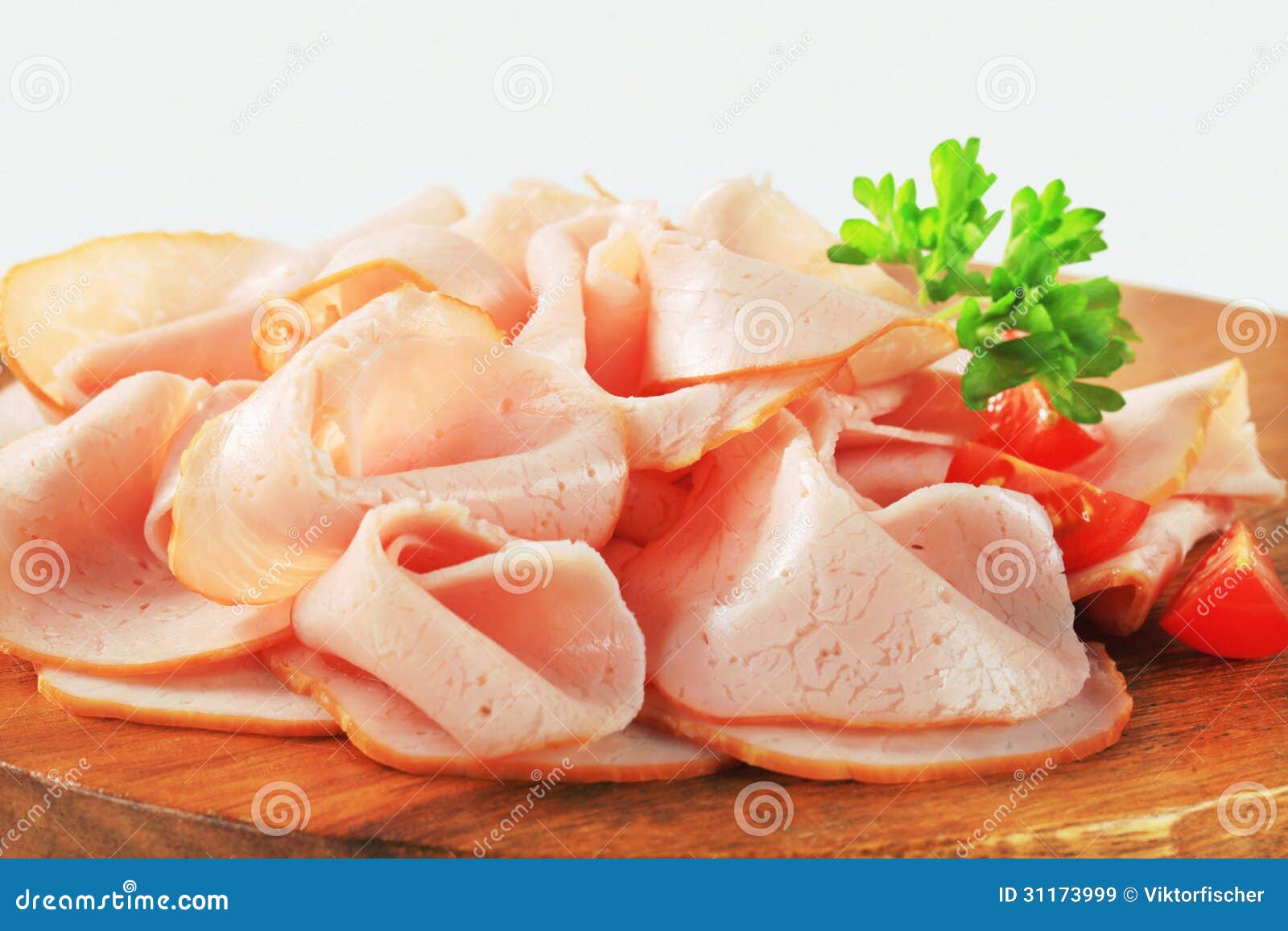 Thinly sliced chicken ham stock image. Image of utensil - 31173999