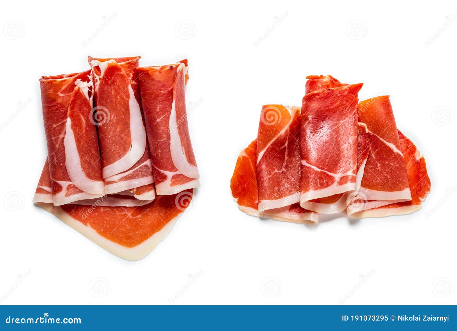 Thinly Sliced Jamon Isolated on White Background Stock Image - Image of ...