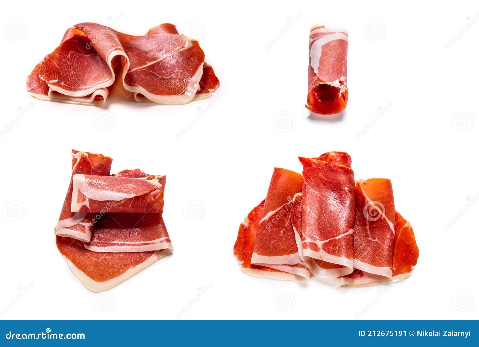 Thinly Sliced Jamon Isolated on White Background Stock Image - Image of ...