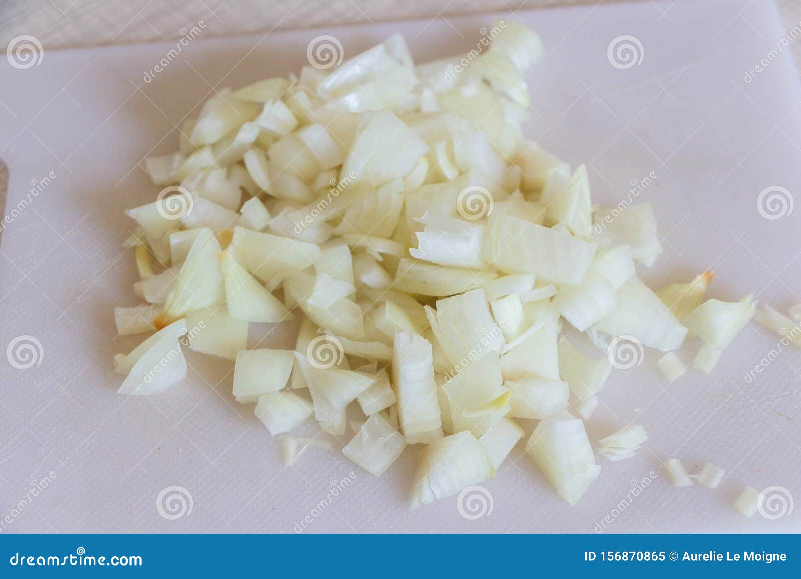 Thinly Sliced Onion on a Chopping Board Stock Image - Image of cooking ...