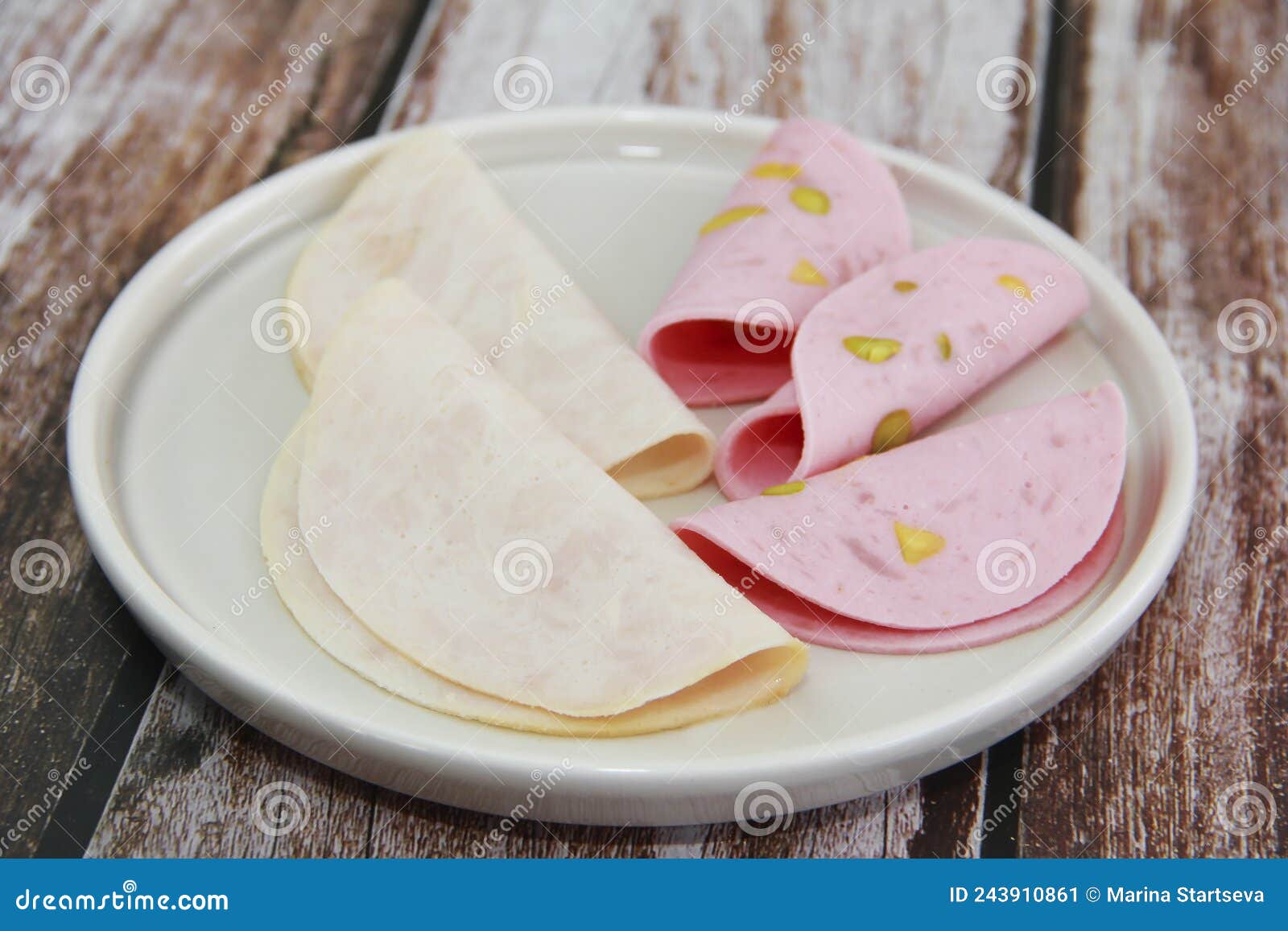 Thinly Sliced Round Slices of Meat Sausage Stock Image - Image of slice ...