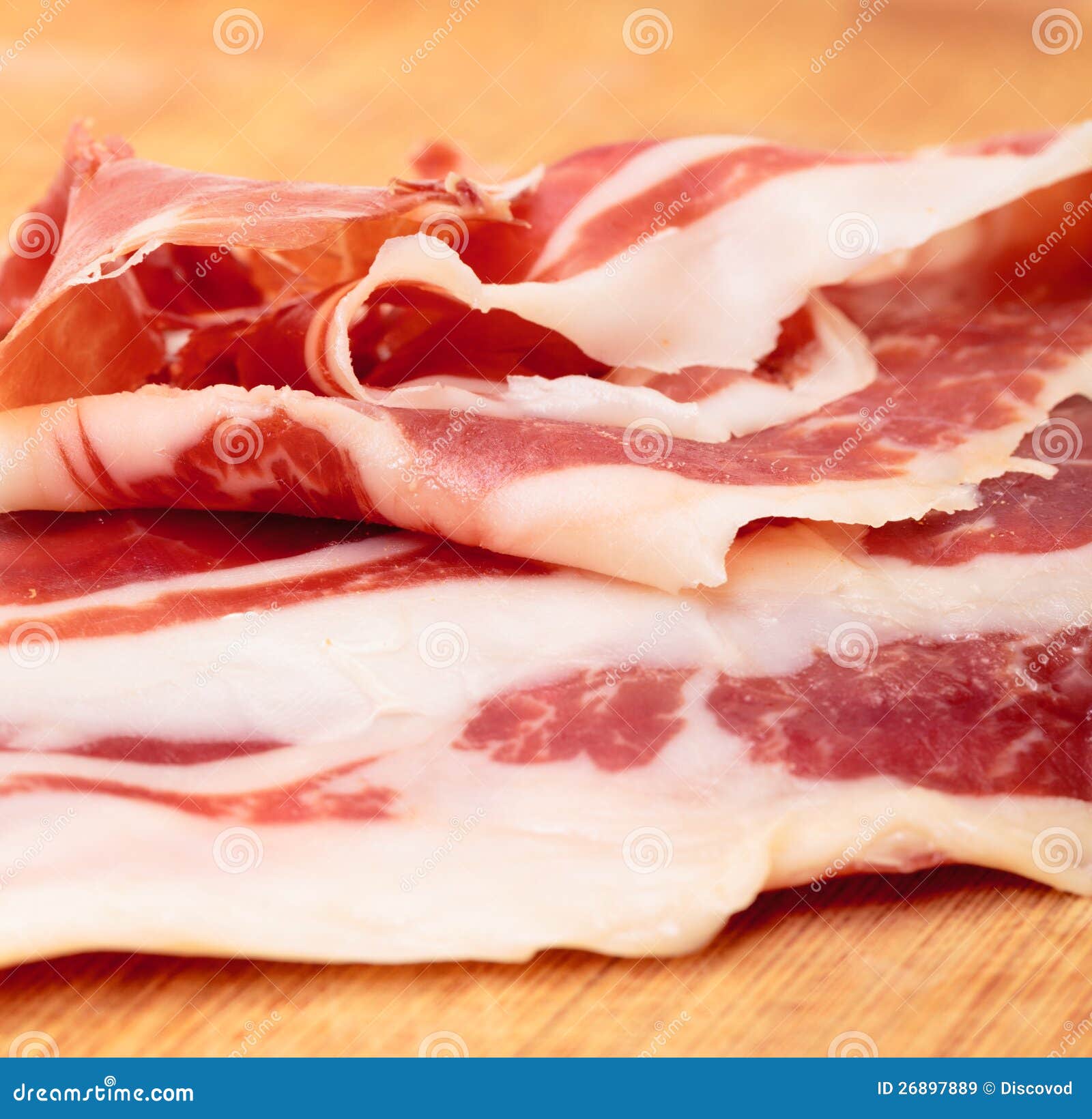 Thiny Sliced Spanish Jamon stock image. Image of hamon - 26897889