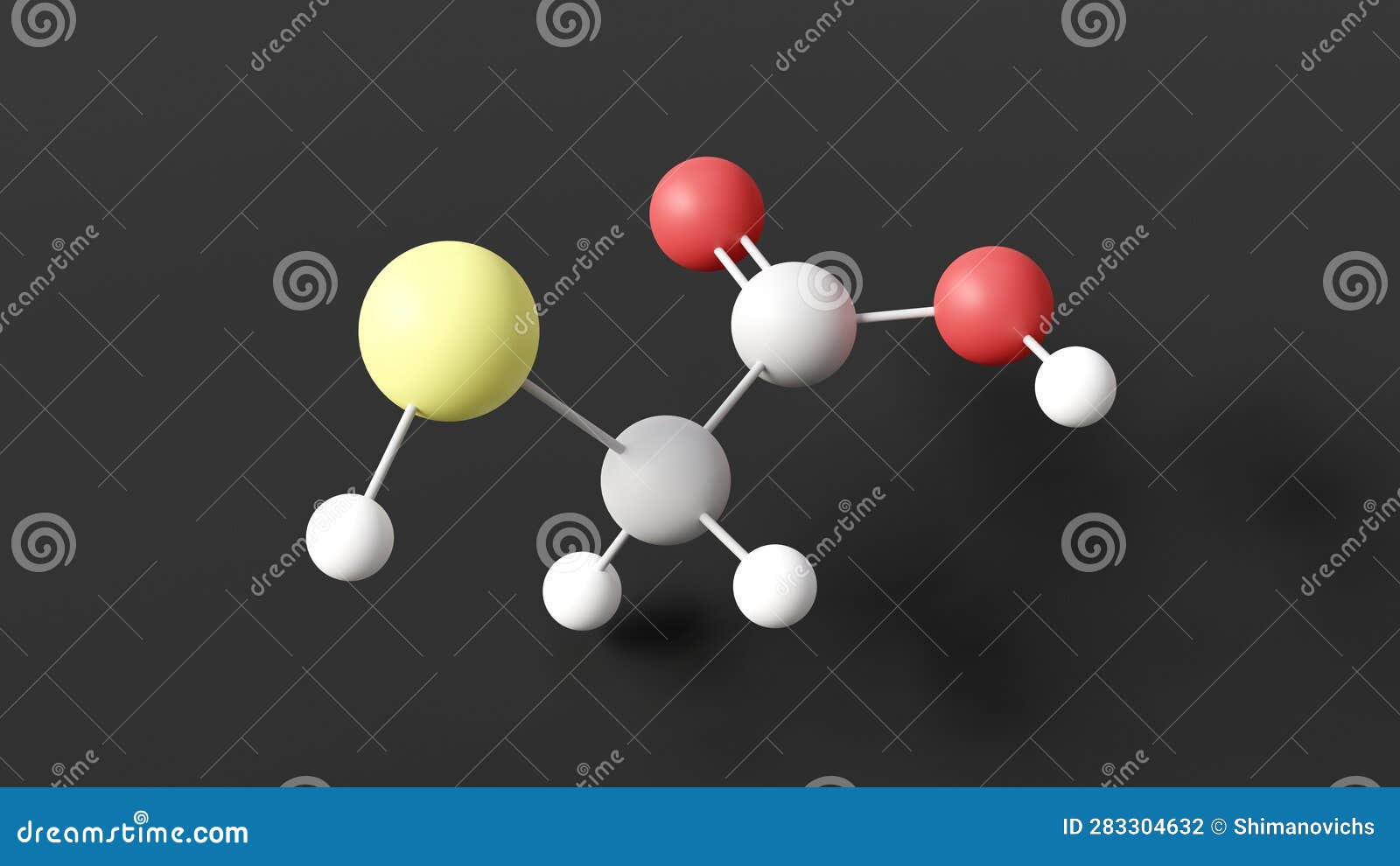 Thioglycolic Acid Molecule, Molecular Structures, Mercaptoacetic Acid ...