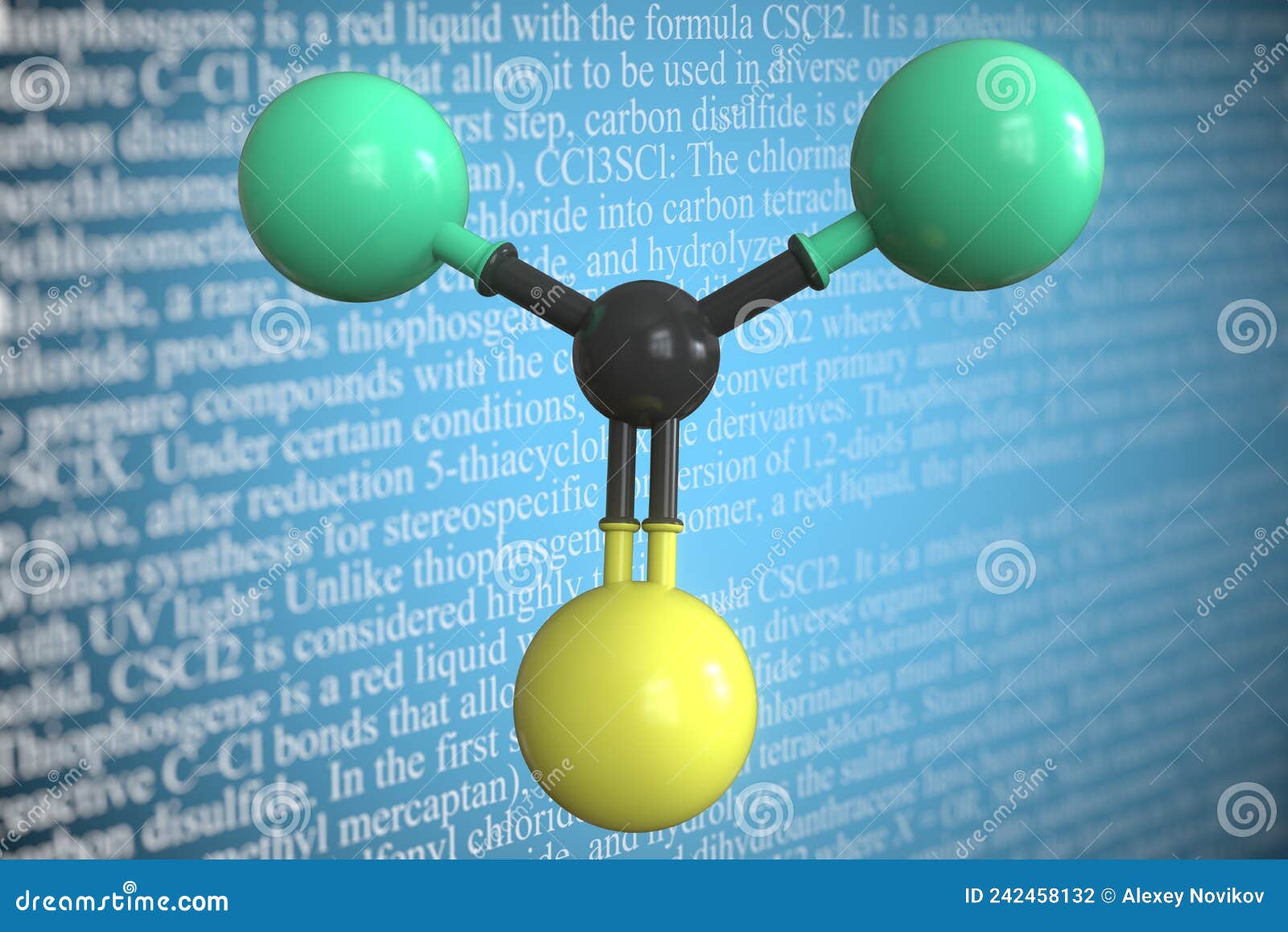 Thiophosgene Scientific Molecular Model, 3D Rendering Stock ...