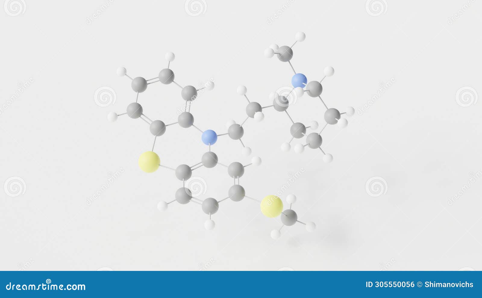 Thioridazine Molecule 3d, Molecular Structure, Ball And Stick Model ...