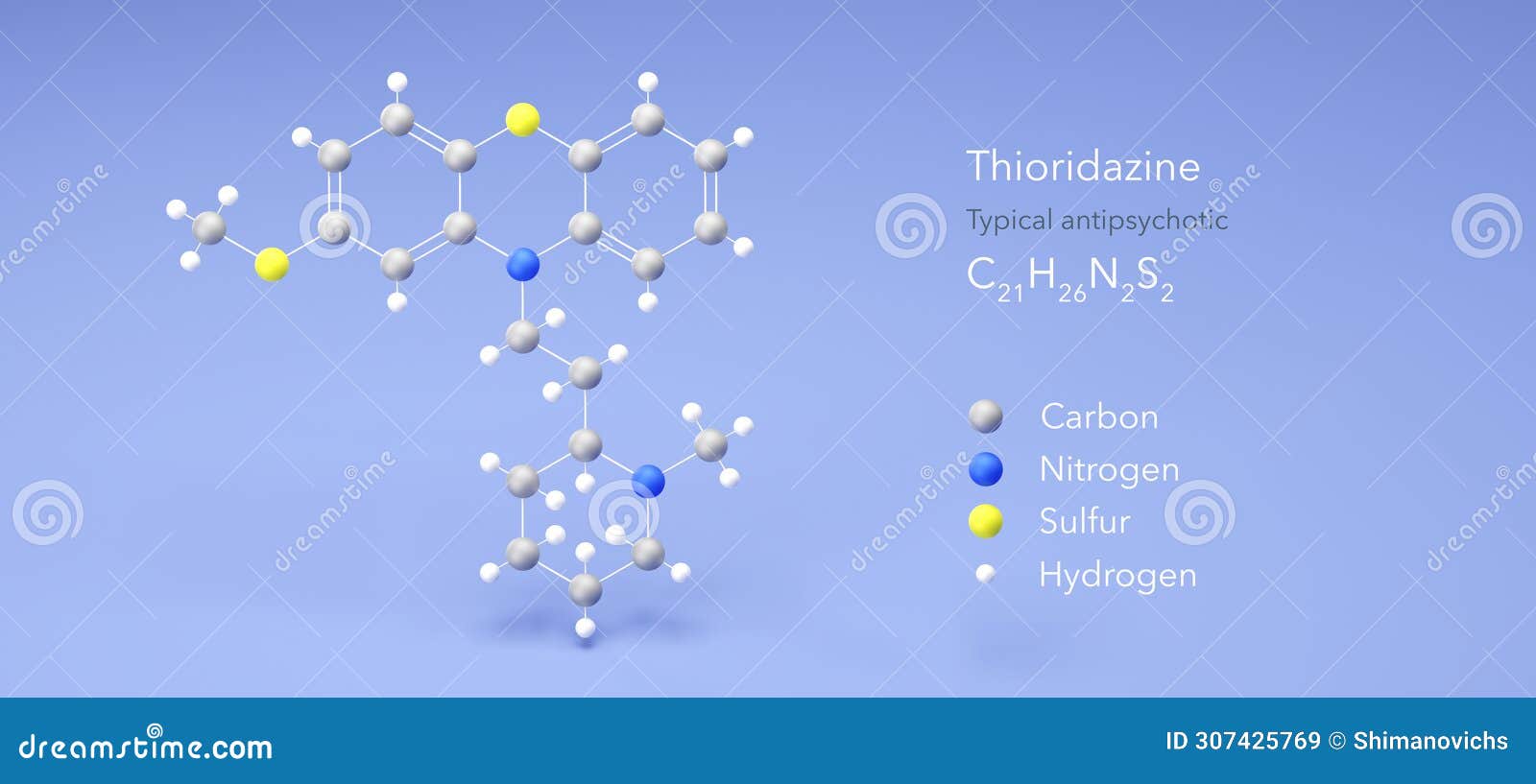 Thioridazine Molecule, Molecular Structures, Typical Antipsychotic, 3d ...