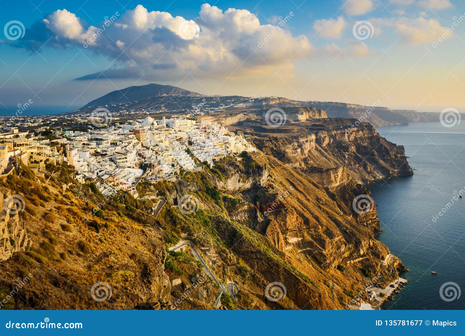 Thira Town on Santorini Island, Greece Stock Image - Image of building ...