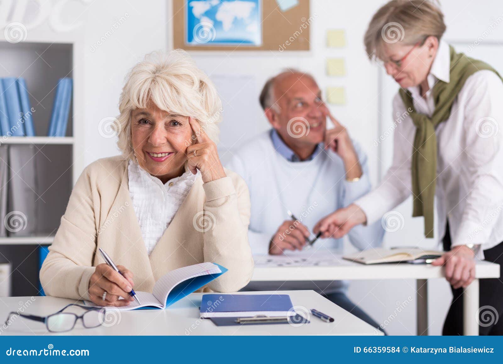 Third Age University Classroom Stock Photo - Image of notebook, happy ...
