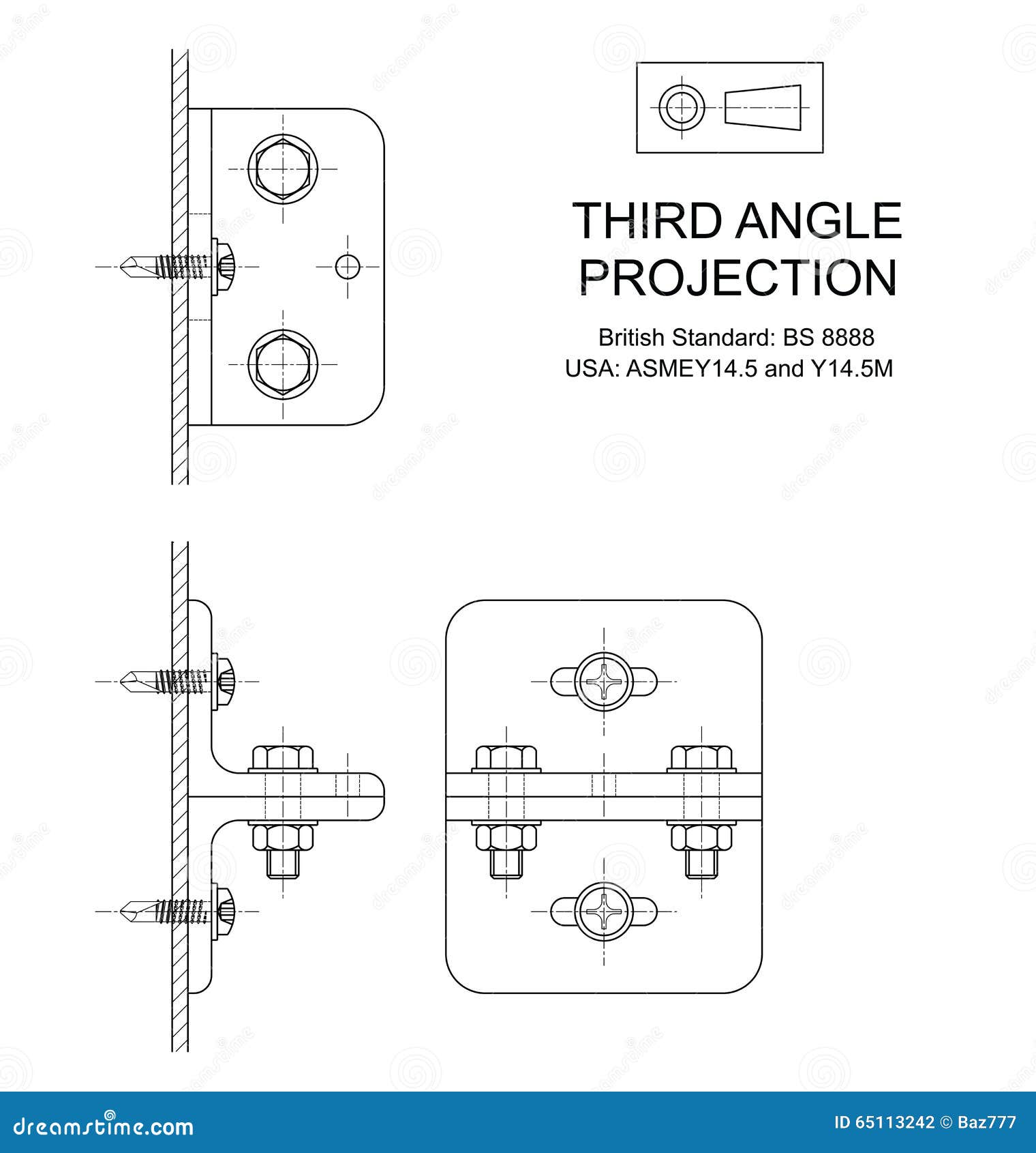 Third Angle Orthographic Projection Vector Illustration | CartoonDealer ...