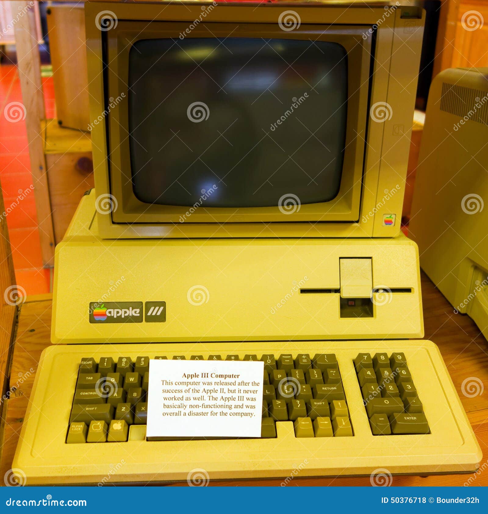 Antique Computer Monitor And Textbook On White Background Stock ...