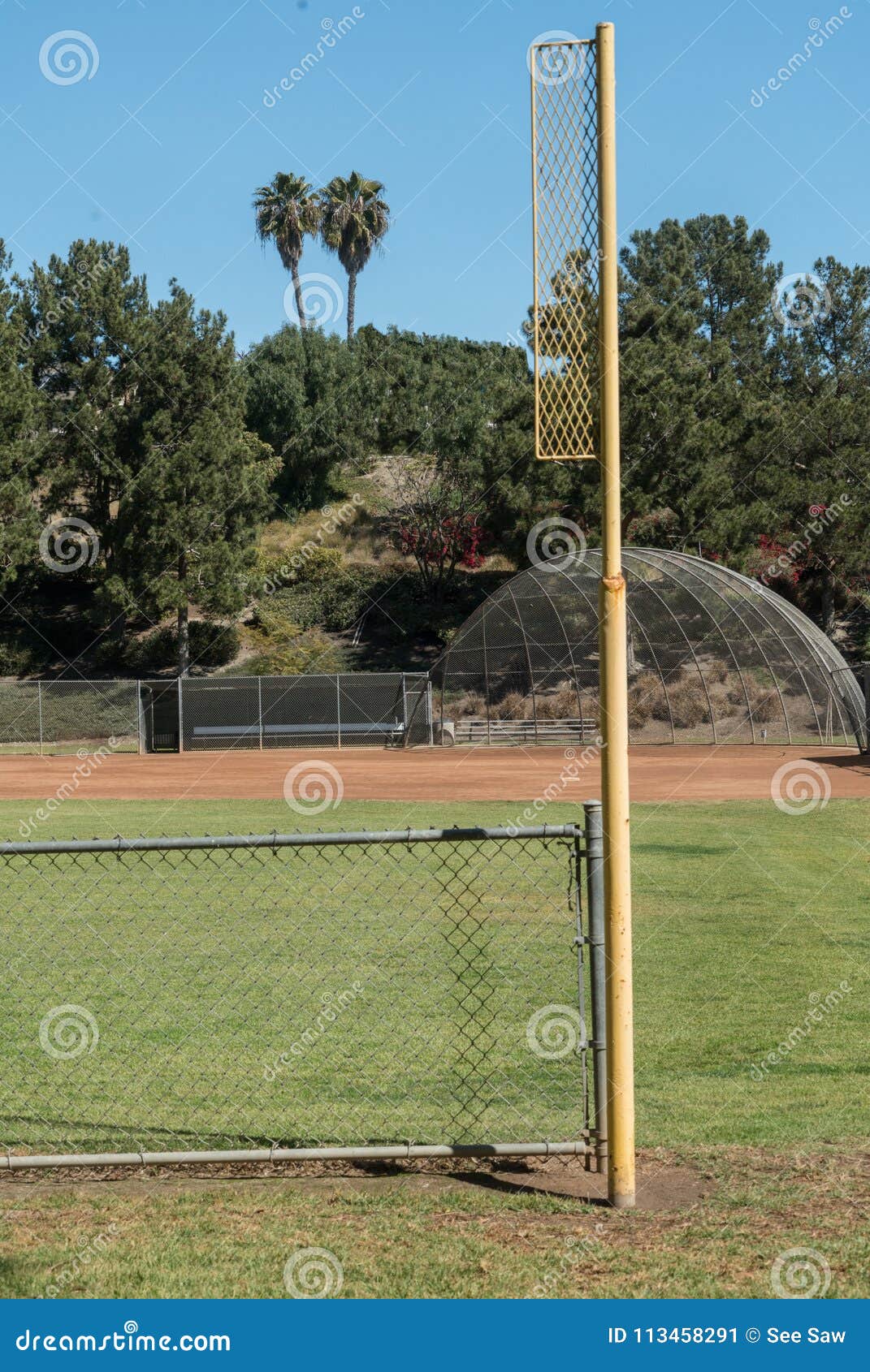 The Third Base Line Marker on a Baseball Field. Stock Image - Image of ...