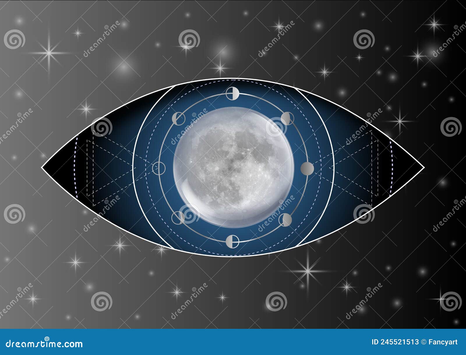 Third Eye Moon Phases Esoteric Spiritual Symbol Silver Stock Vector ...
