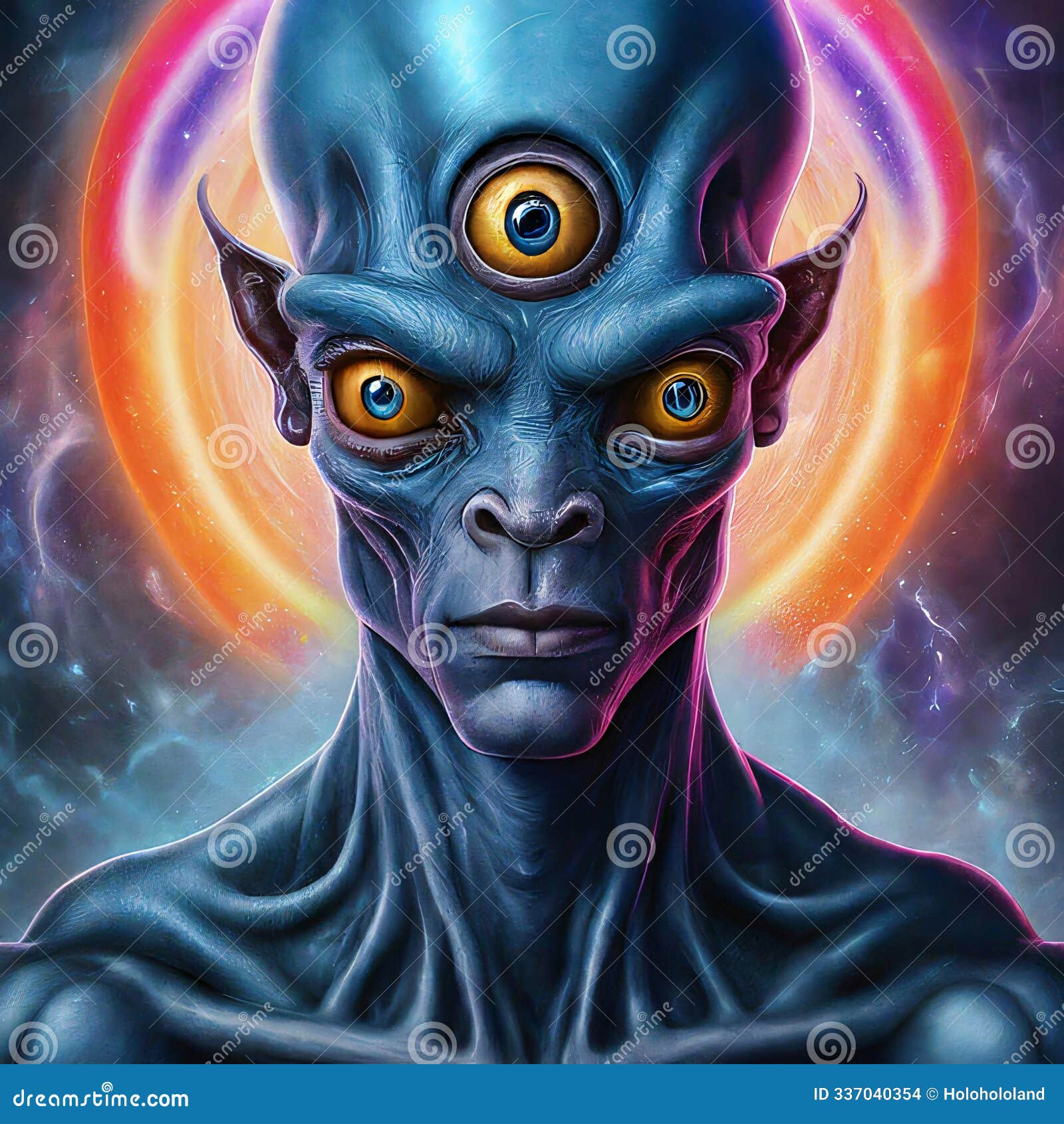 A Third Eye Opened in the Middle of the Gray-skinned Alien S Forehead ...