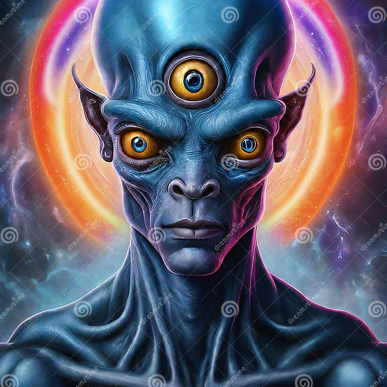 A Third Eye Opened in the Middle of the Gray-skinned Alien S Forehead ...