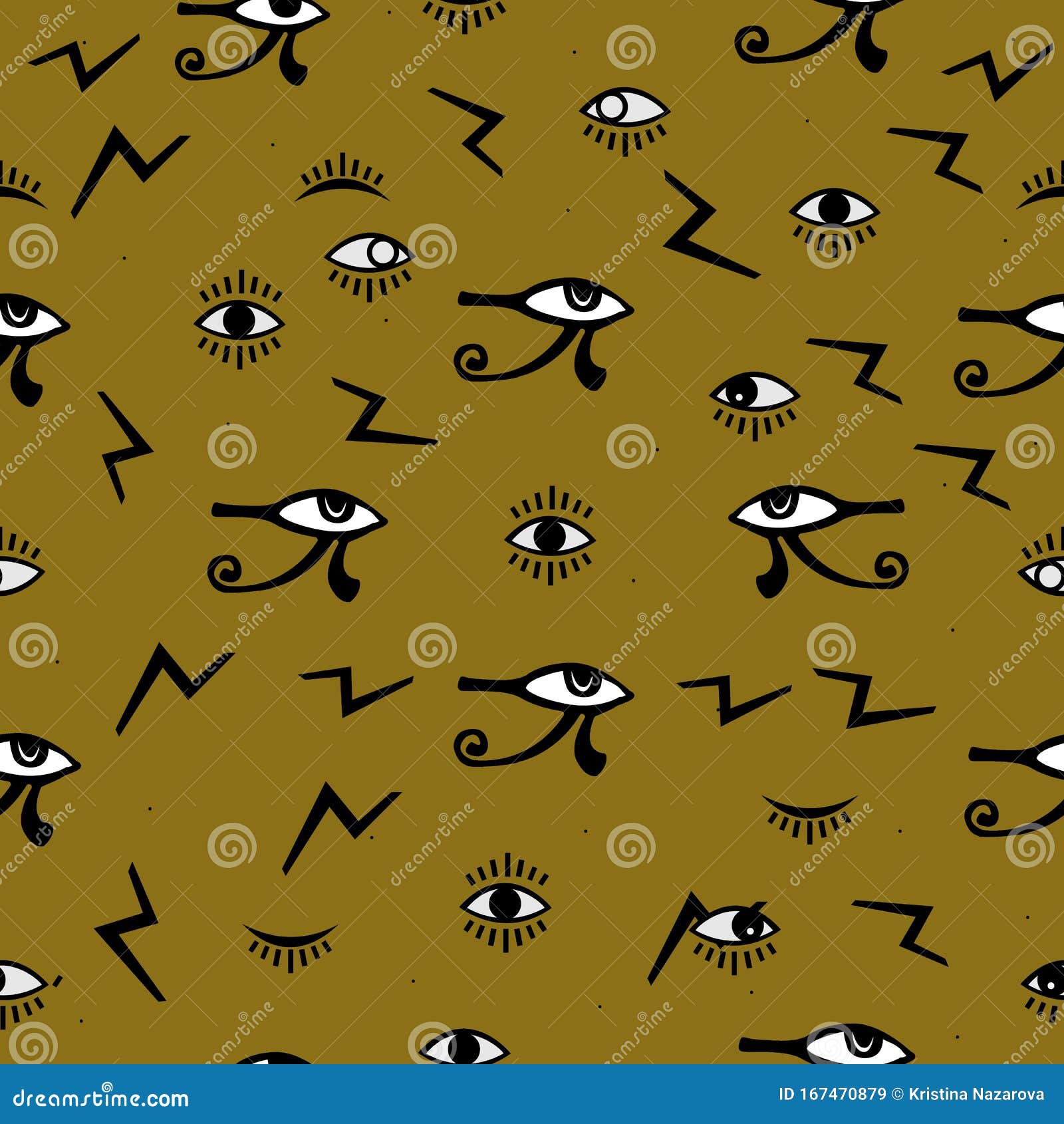 Third Eye Seamless Pattern. Yellow, Blue and Black Colors. Seamless ...