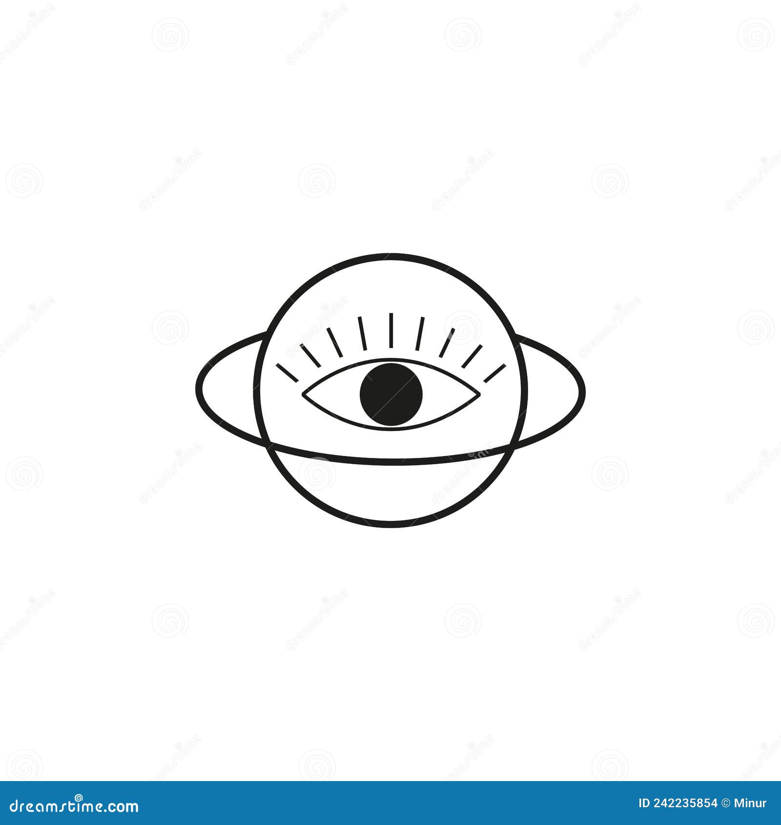 Third eye in space planet. stock vector. Illustration of poster - 242235854