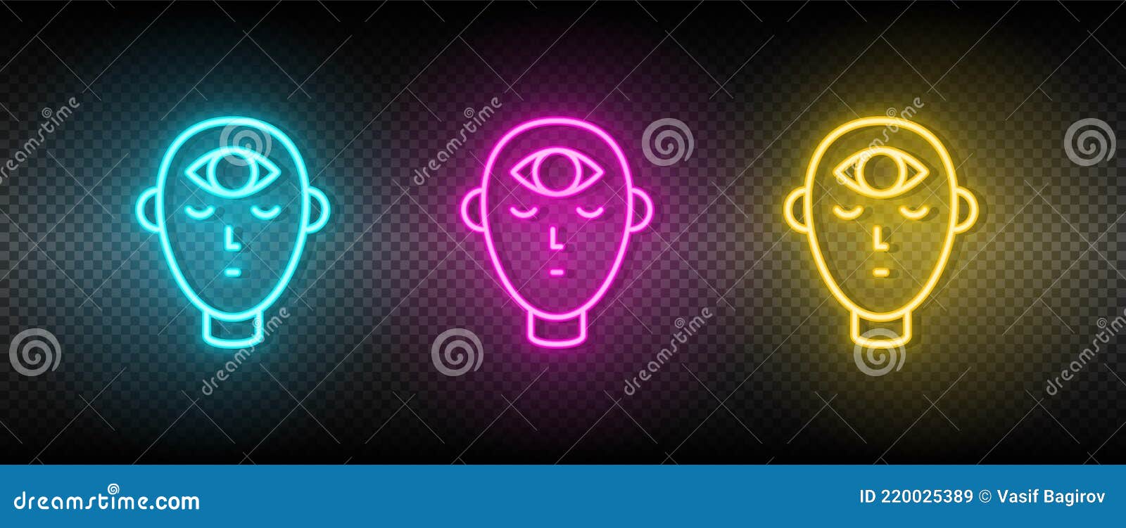 Third Eye Symbol Neon Vector Icon. Stock Illustration - Illustration of ...