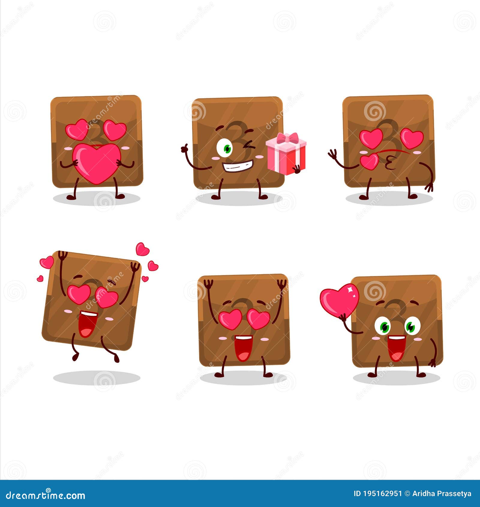 Third First Button Cartoon Character with Love Cute Emoticon Stock ...
