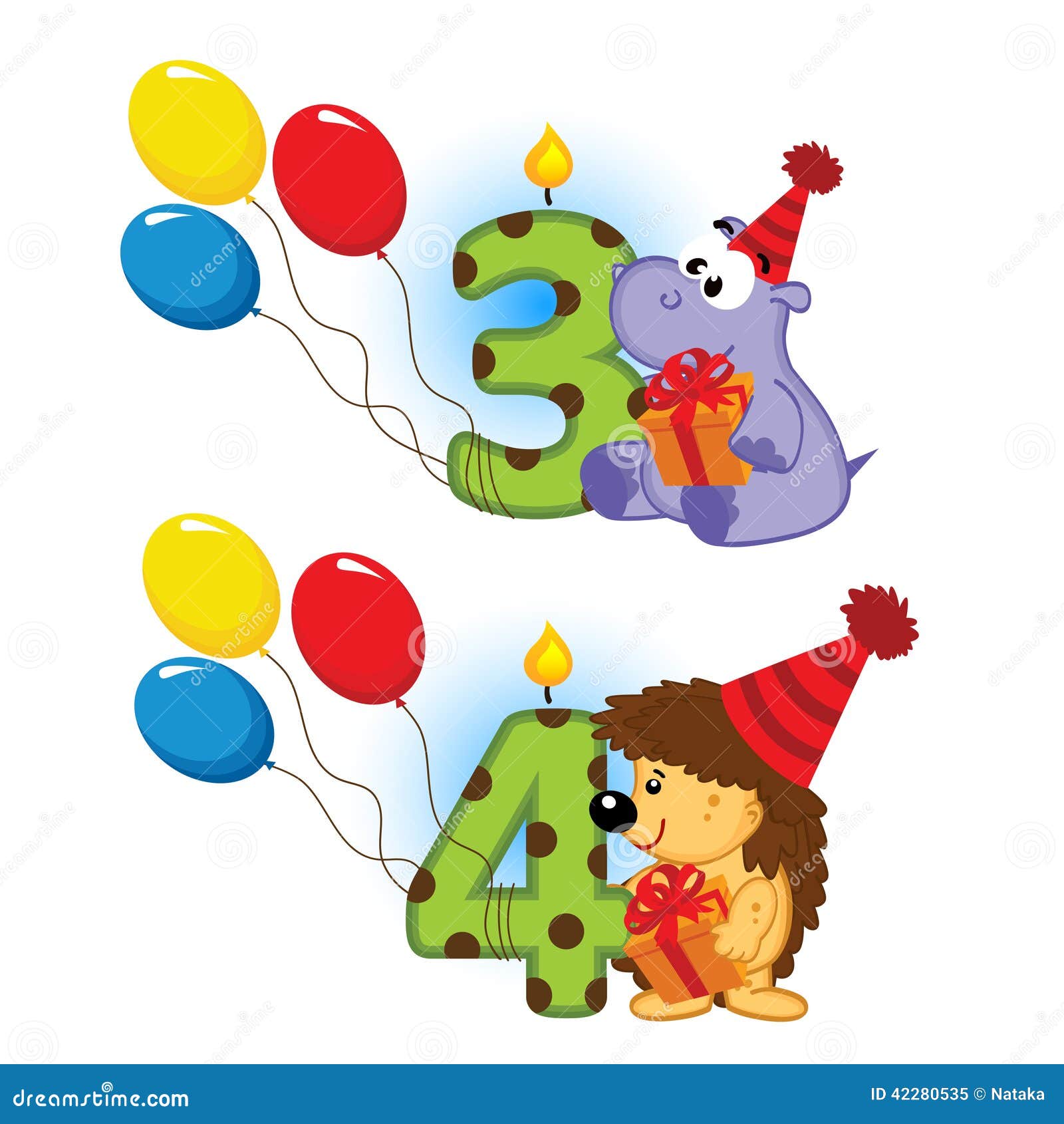 Fourth Birthday Cartoon Card Design Vector Illustration | CartoonDealer ...