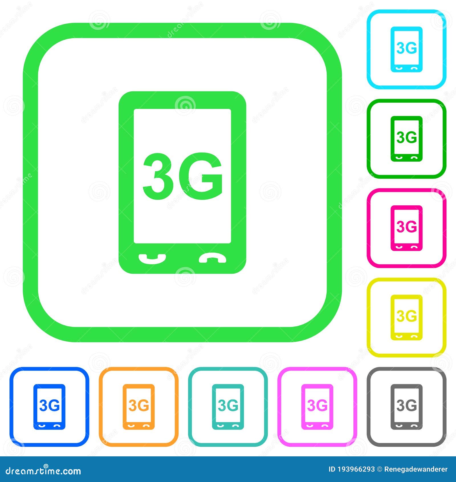 Third Generation Mobile Connection Speed Vivid Colored Flat Icons Stock ...