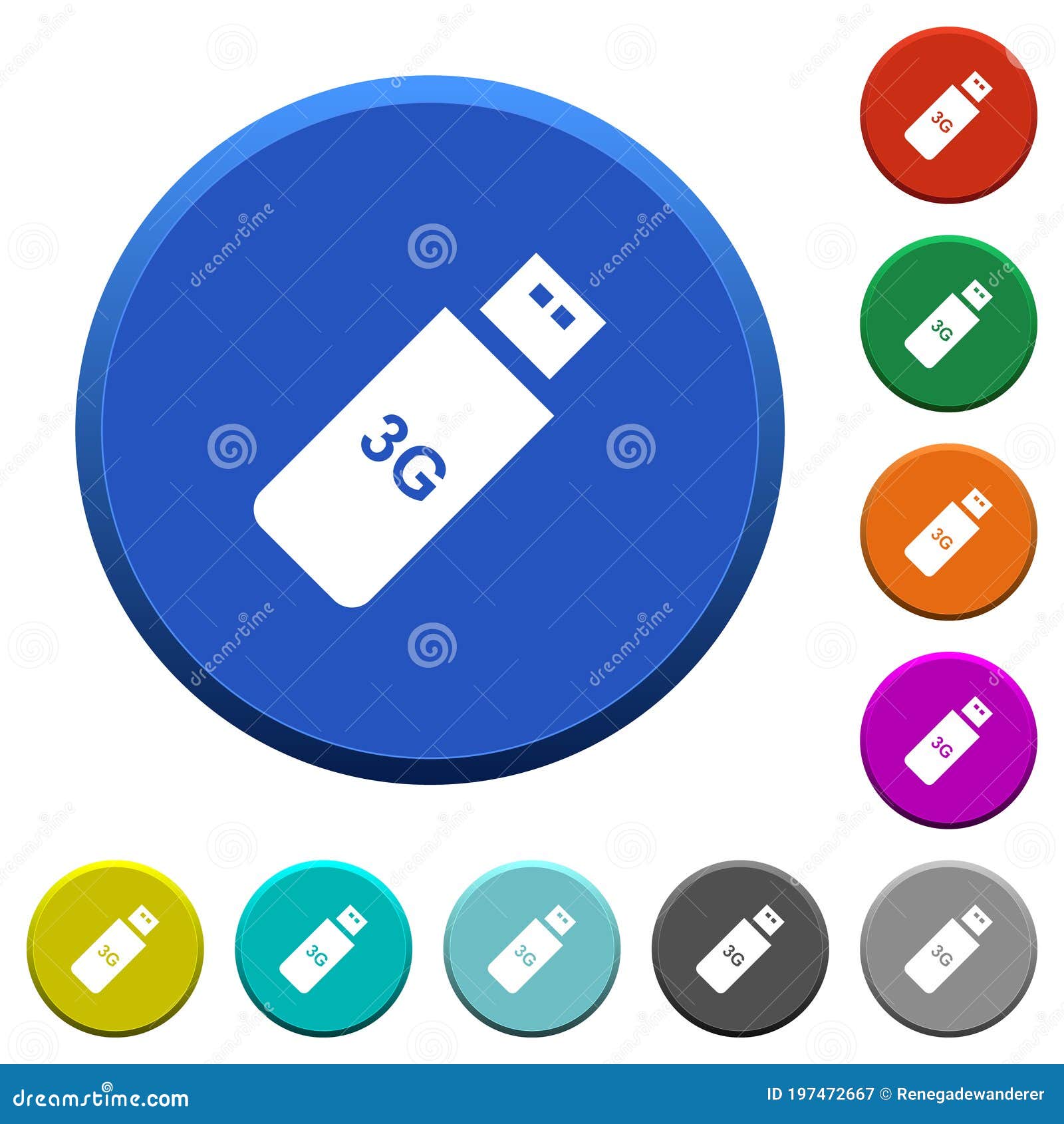 Third Generation Mobile Stick Beveled Buttons Stock Vector ...