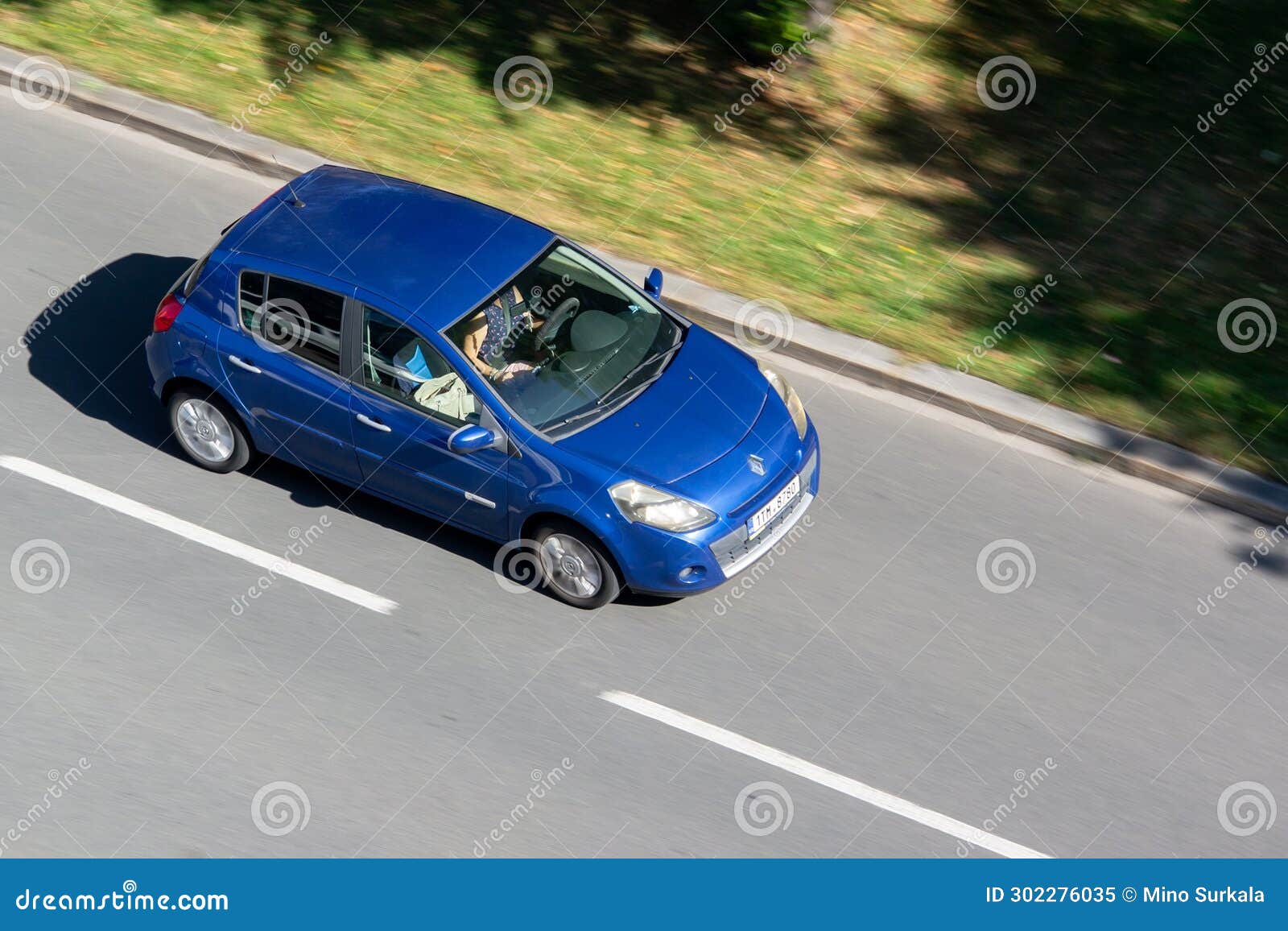 Third Generation of Renault Clio Hatchback in Top View with Motion Blur ...