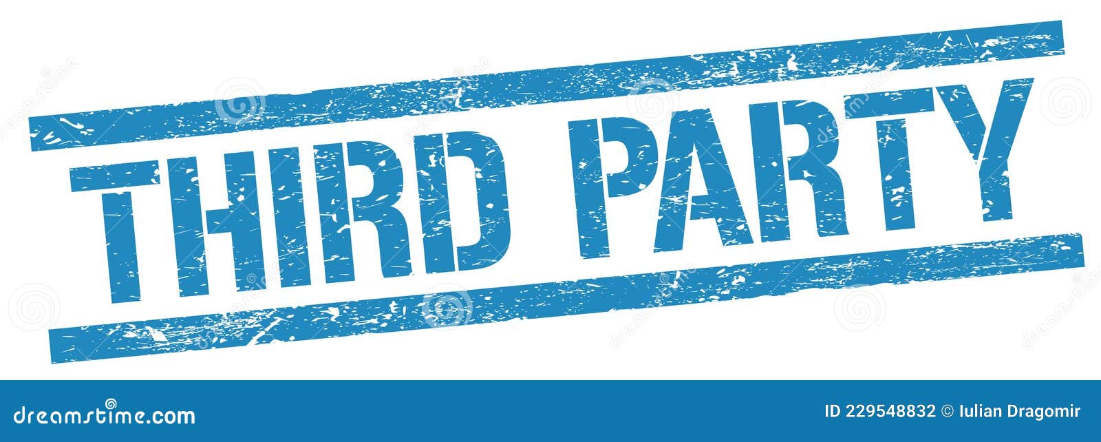 THIRD PARTY Text on Blue Grungy Rectangle Stamp Stock Illustration ...