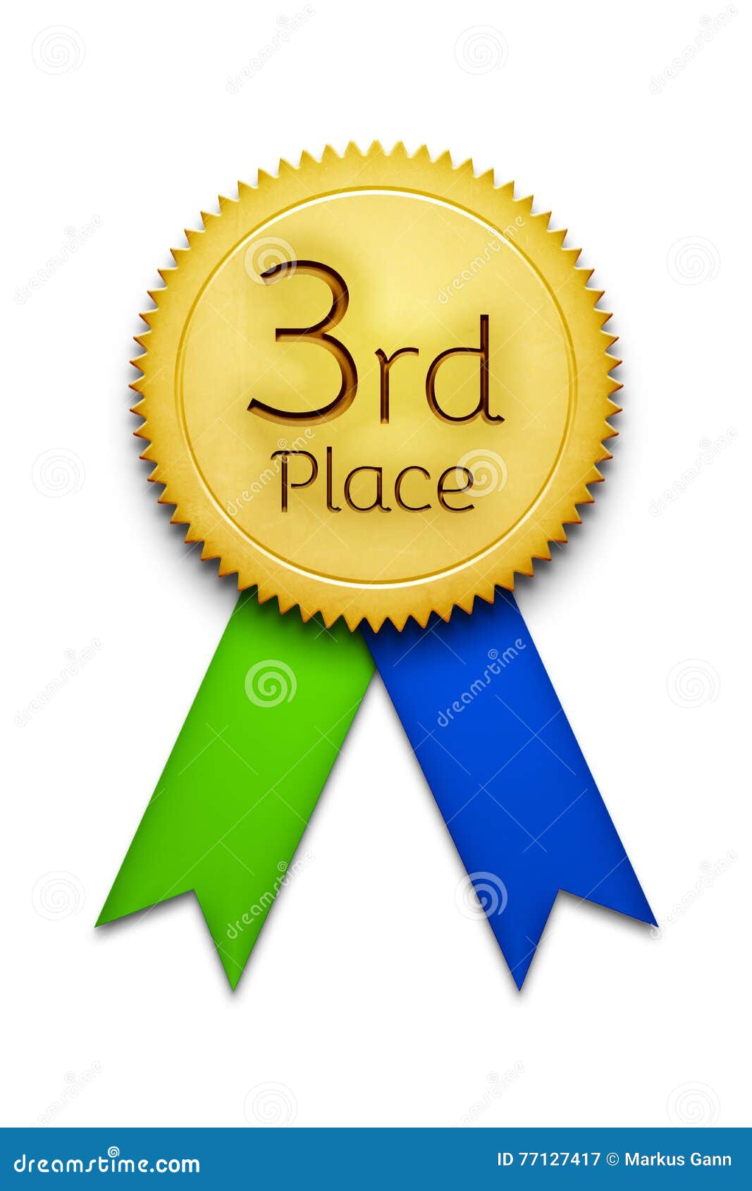 Third Place Award Ribbon Badge Stock Illustration - Illustration of ...