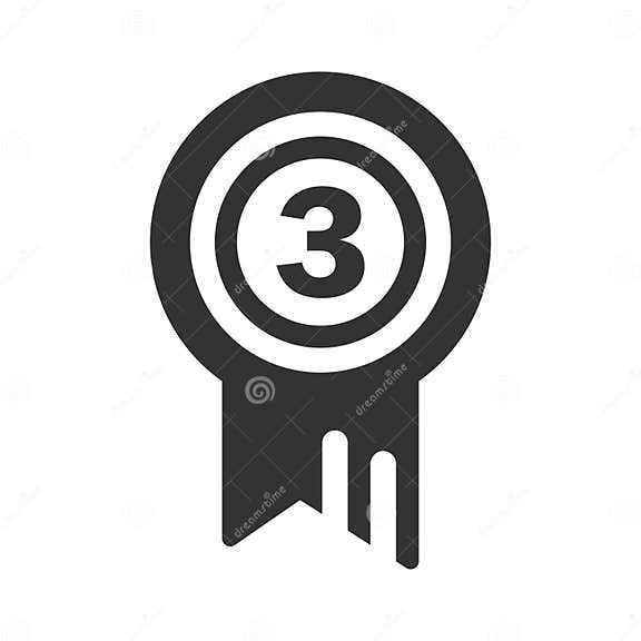 Third place badge Icon stock vector. Illustration of designed - 290854727