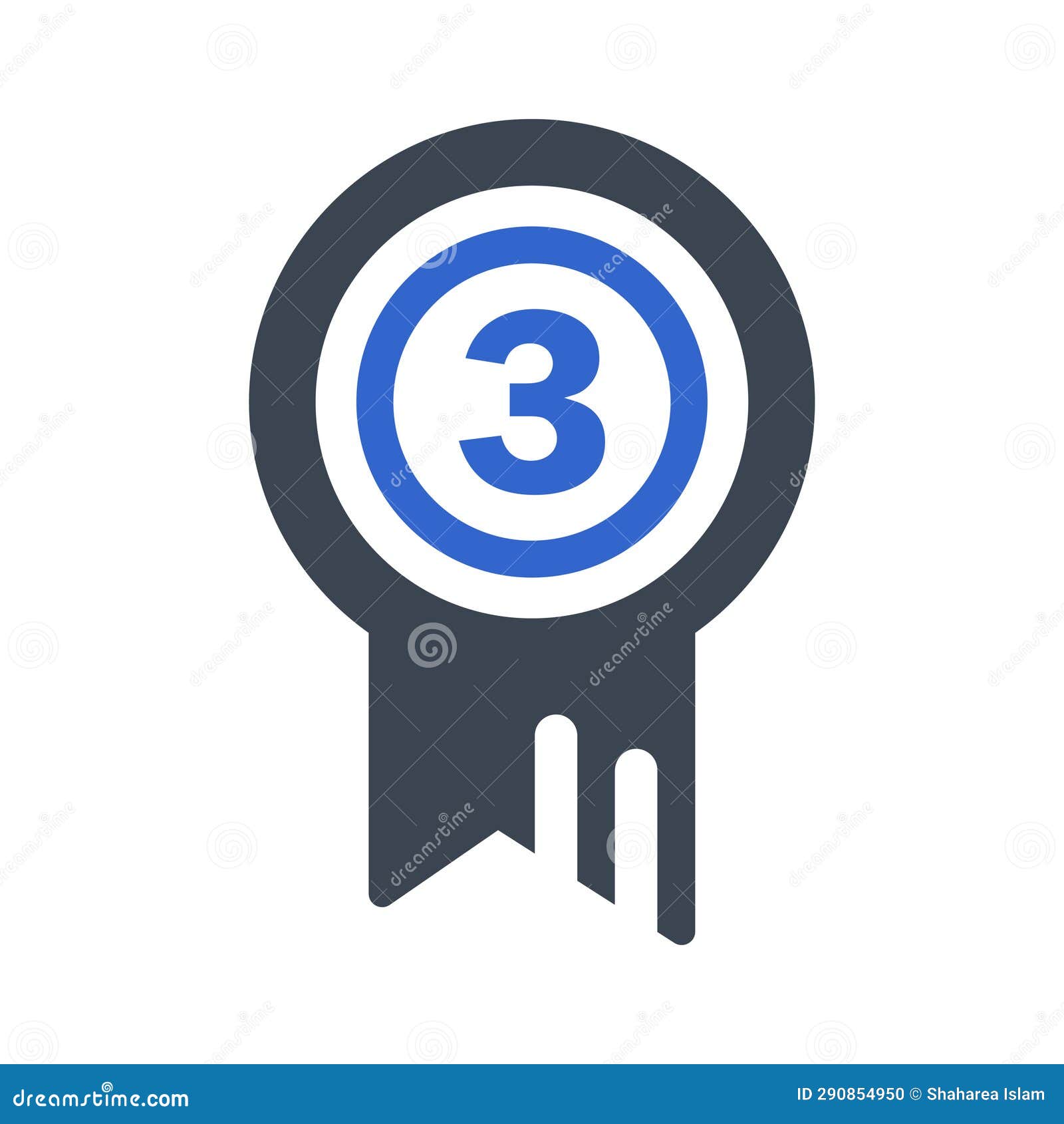 Third place badge Icon stock vector. Illustration of reward - 290854950