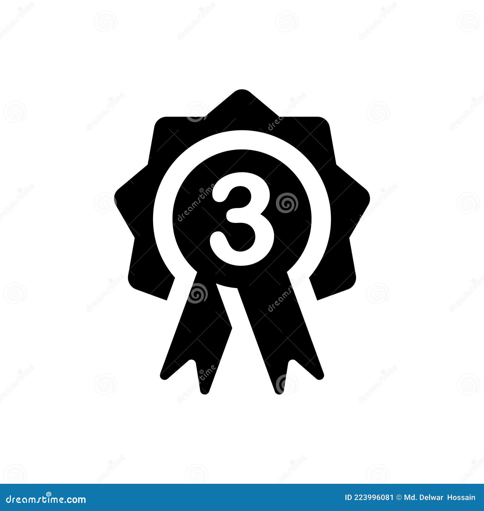 Third place badge icon stock vector. Illustration of icon - 223996081