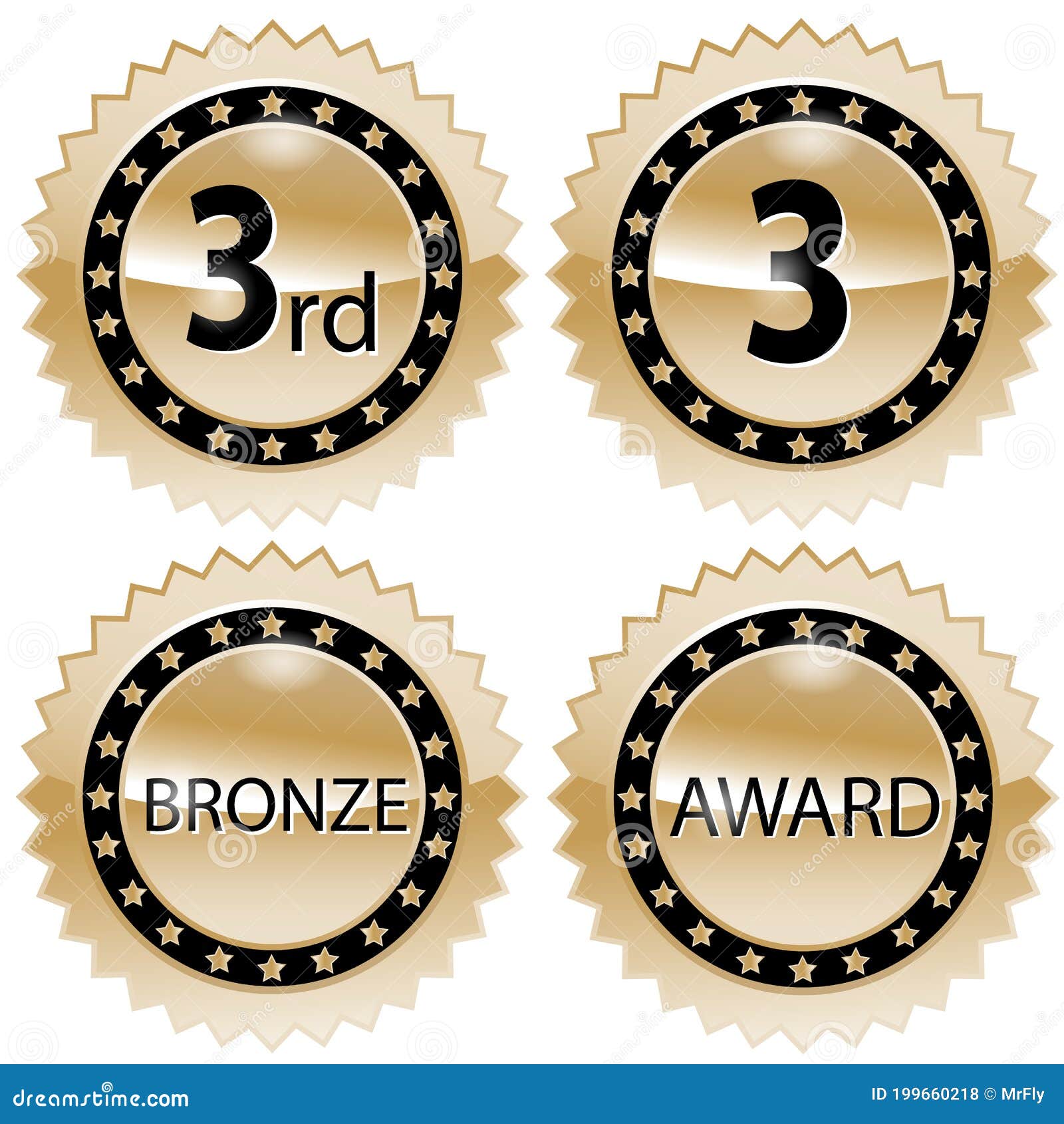 Third Place, Bronze Badge, Pin Set, Vector Illustration Stock Vector ...