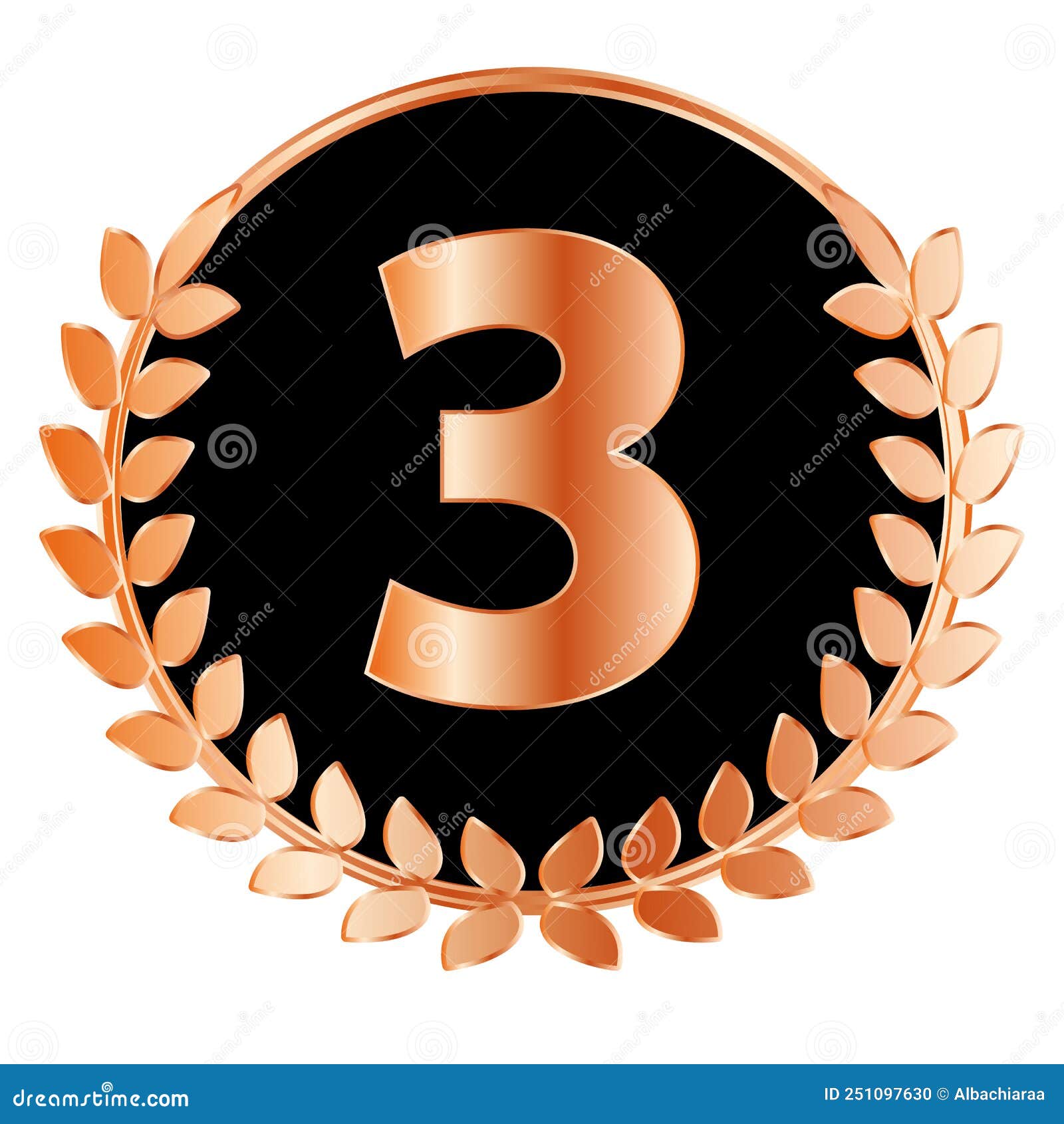 Third Place. Bronze Coat of Arms with Laurel Wreath. Vector Icon. Stock ...