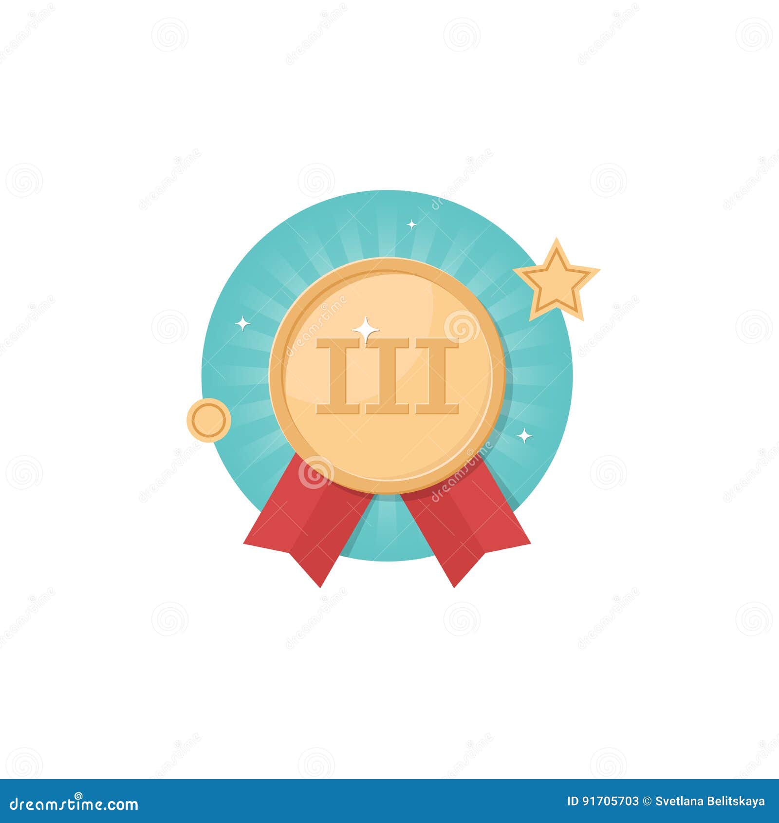 Third Place Bronze Medal Flat Design Icon Stock Illustration ...