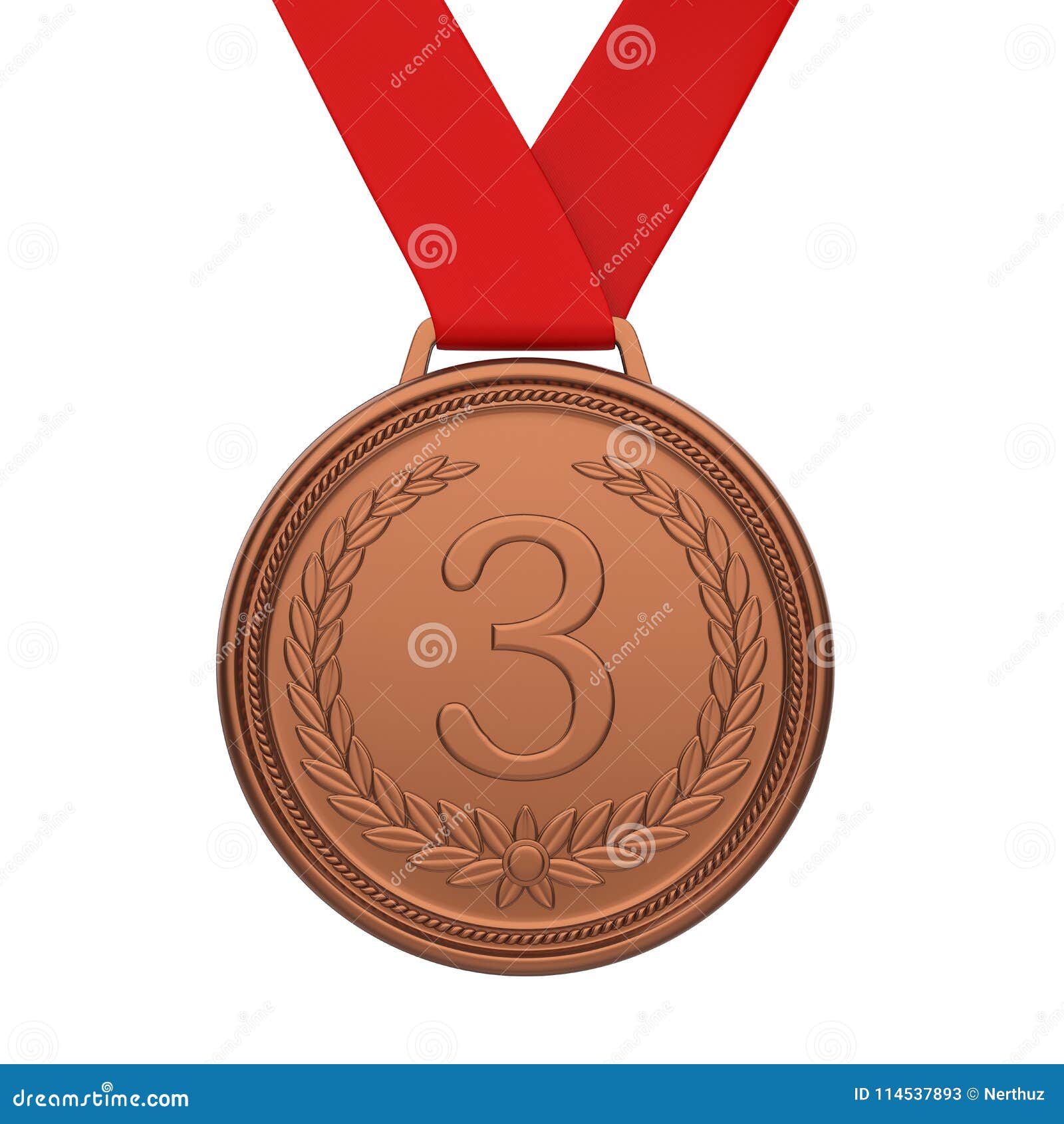 Third Place Bronze Medal Isolated Stock Illustration - Illustration of ...