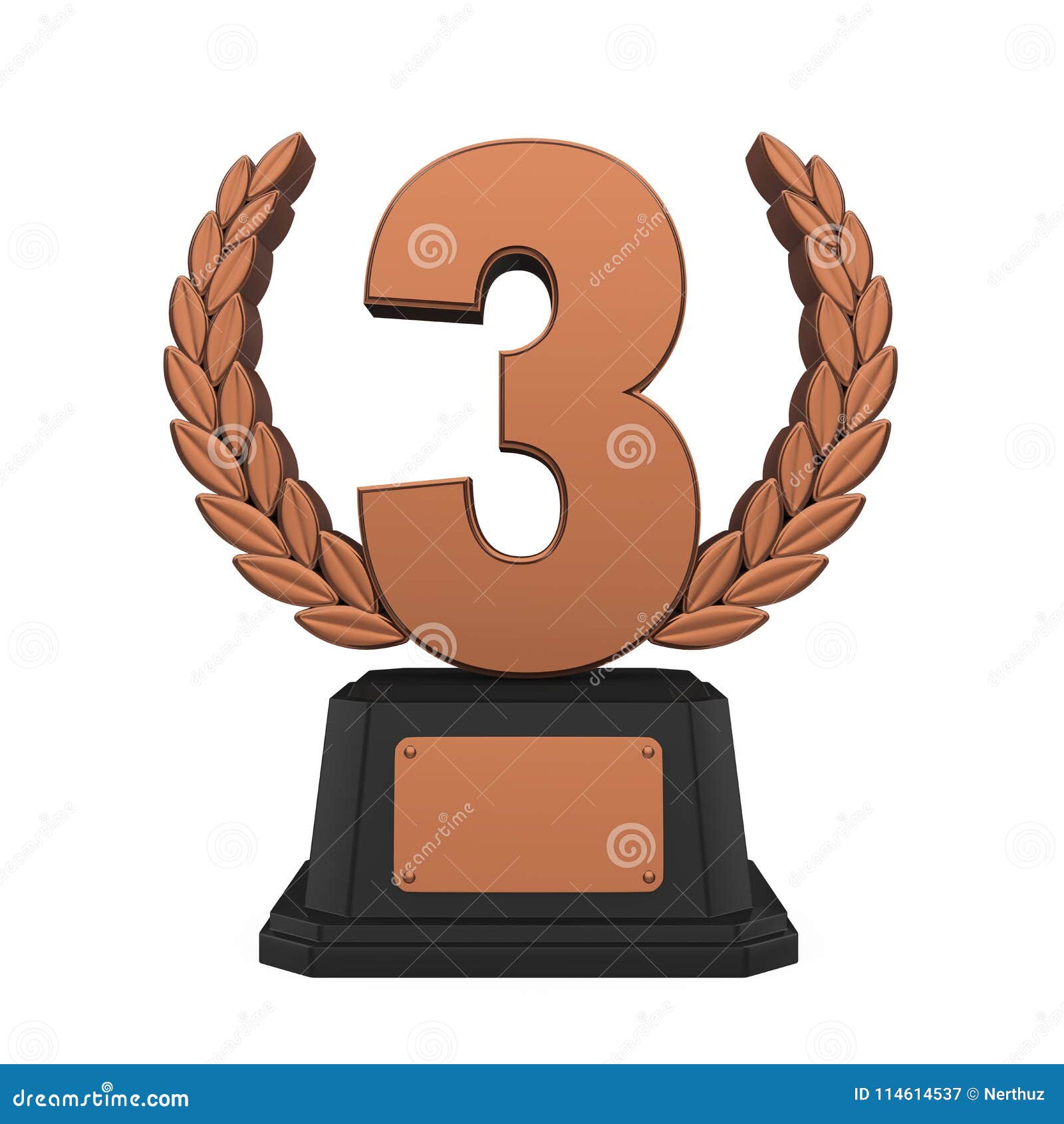 Third Place Bronze Trophy Isolated Stock Illustration - Illustration of ...