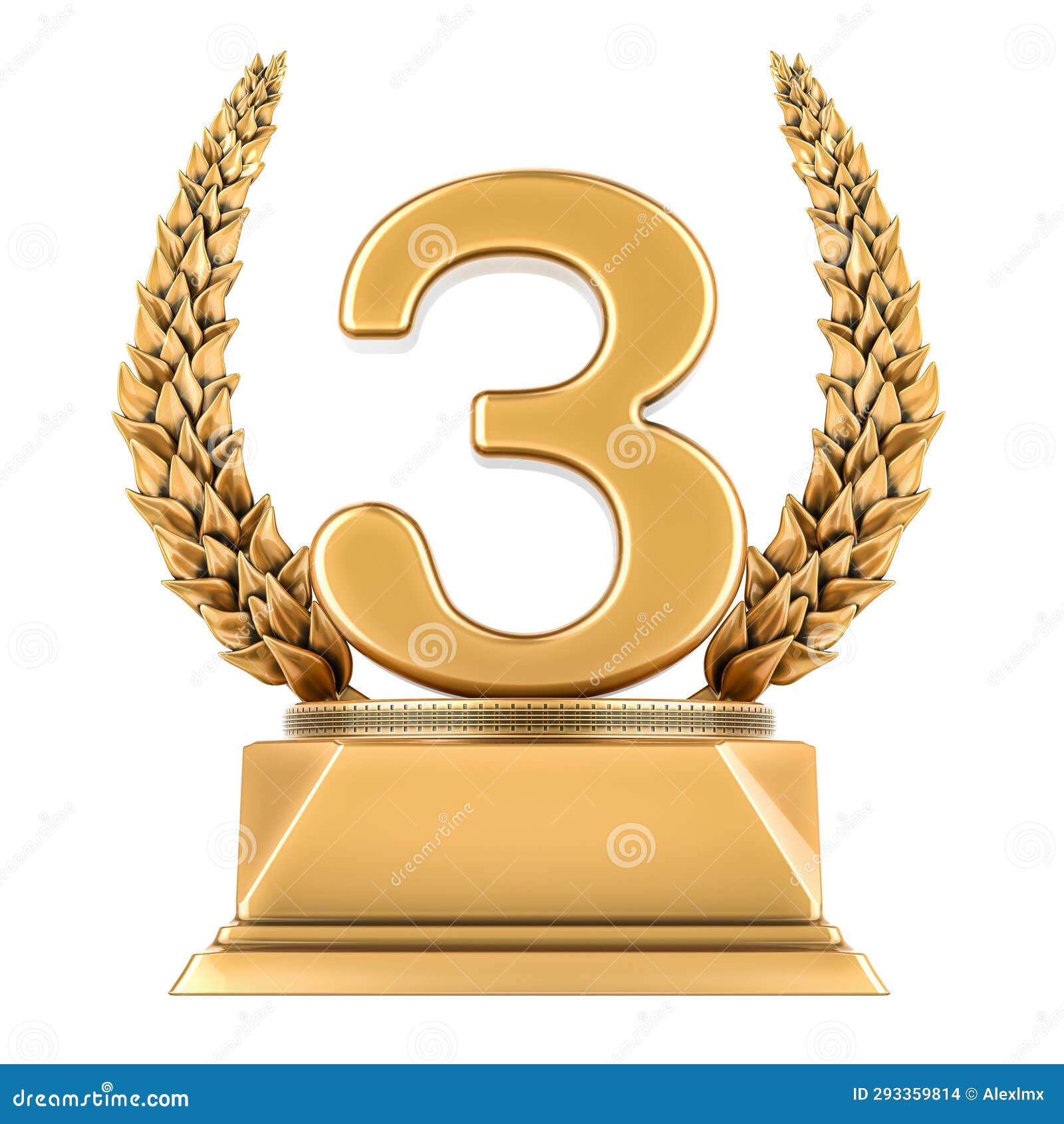 Third Place Golden Trophy Cup, 3D Rendering Stock Illustration ...