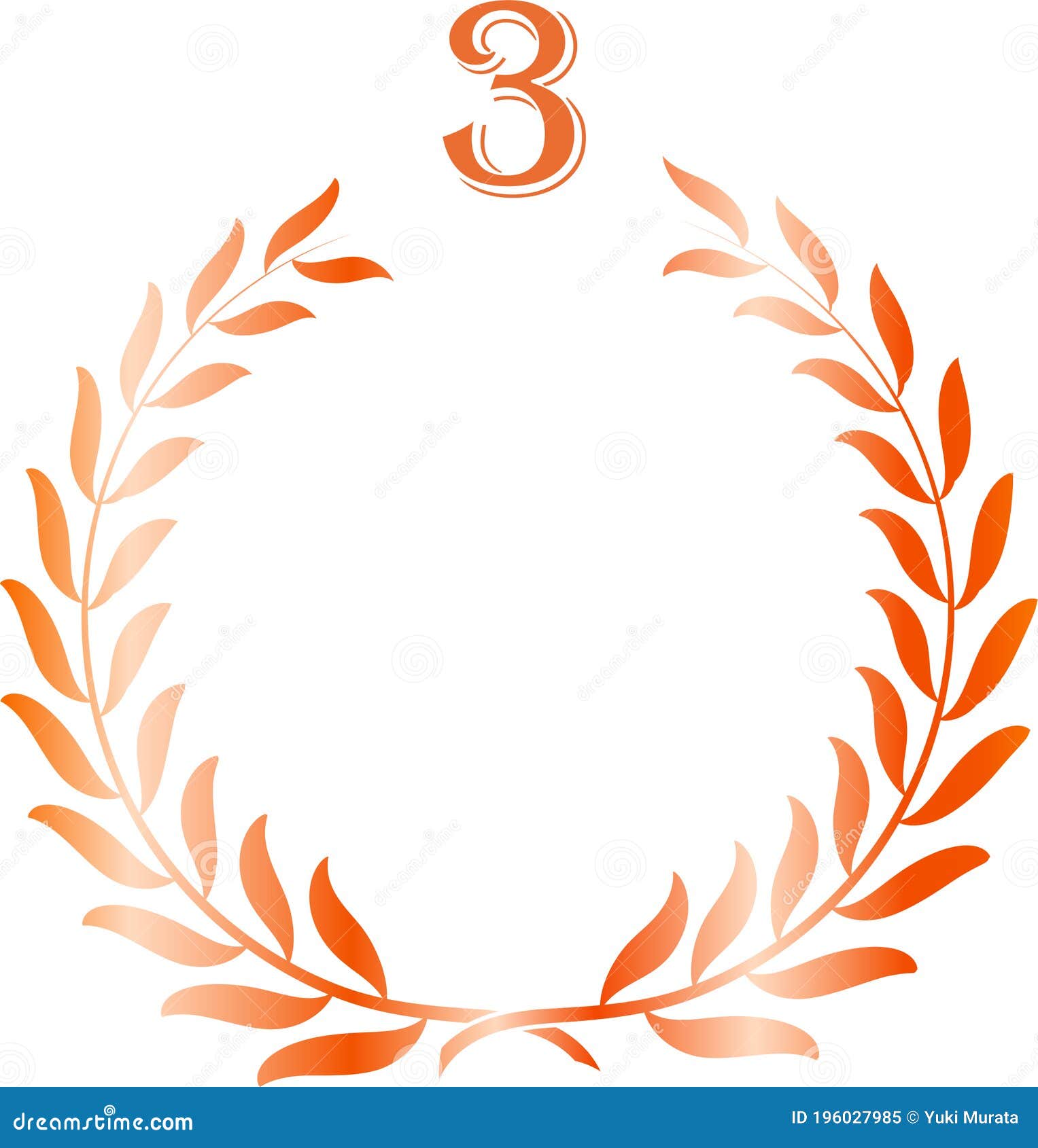 Third Place Round Frame Of Copper Laurel And Crown Cartoon Vector ...