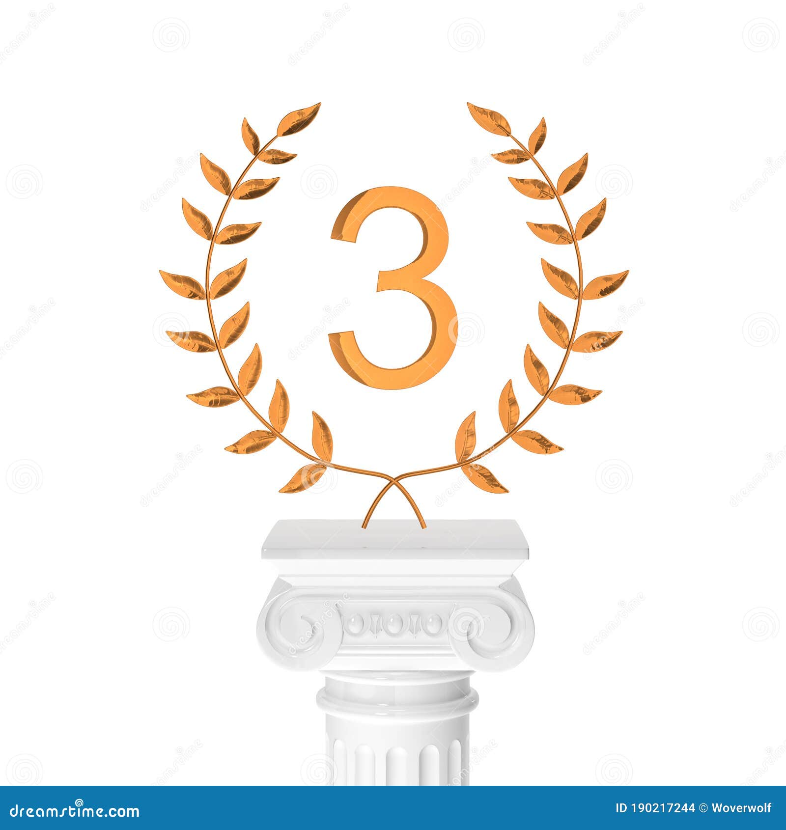 Third Place Sign on the Column 3d Rendering Stock Illustration ...