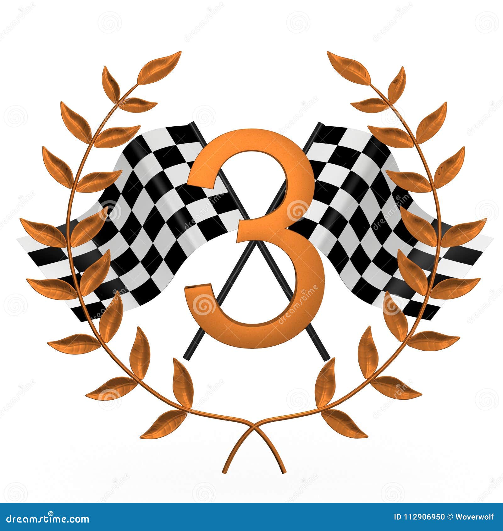 Third Place Sign with Finish Flags 3d Rendering Stock Illustration ...