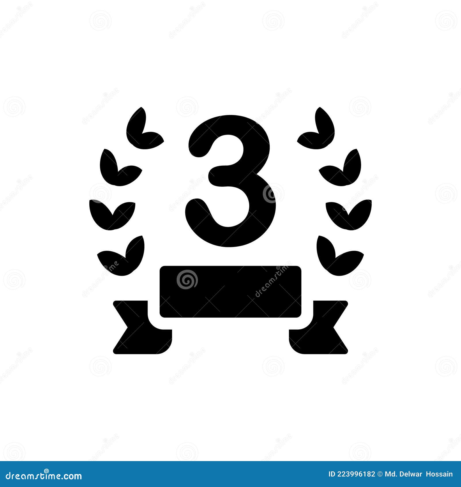 Third place wreath icon stock vector. Illustration of third - 223996182