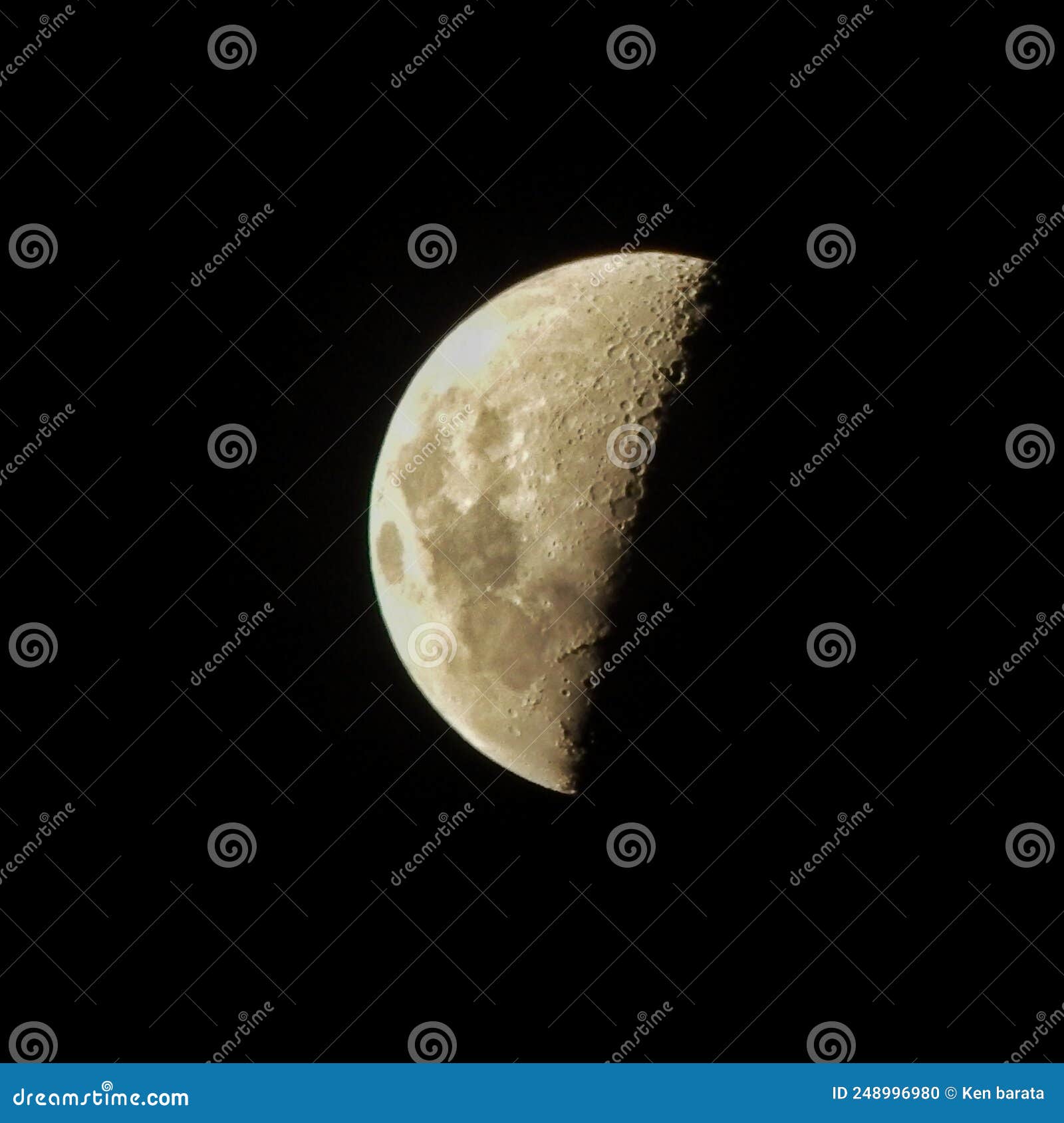 Third quarter moon stock photo. Image of astronomy, monochrome - 248996980