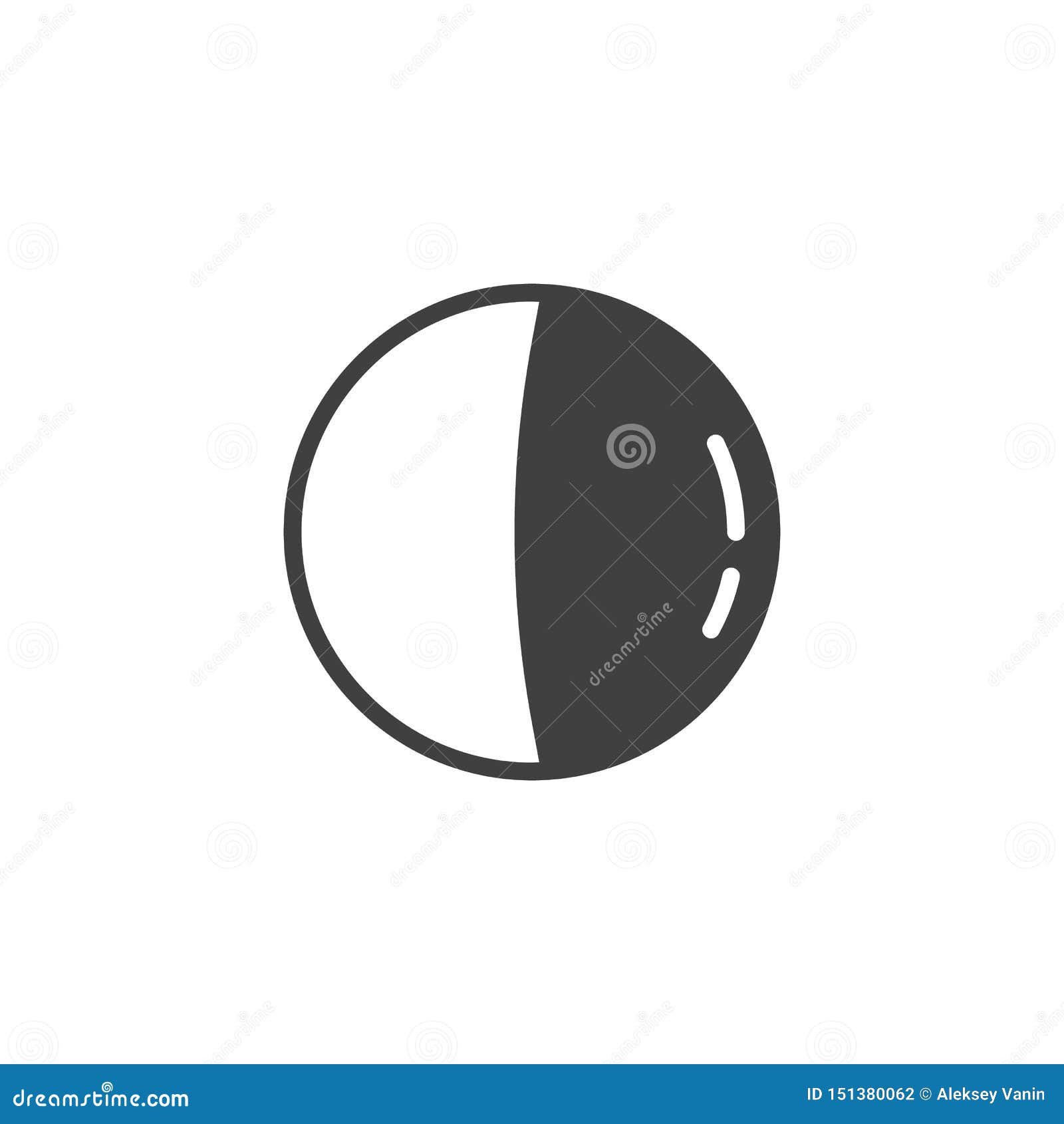 Third Quarter Moon Vector Icon Stock Vector - Illustration of crescent ...