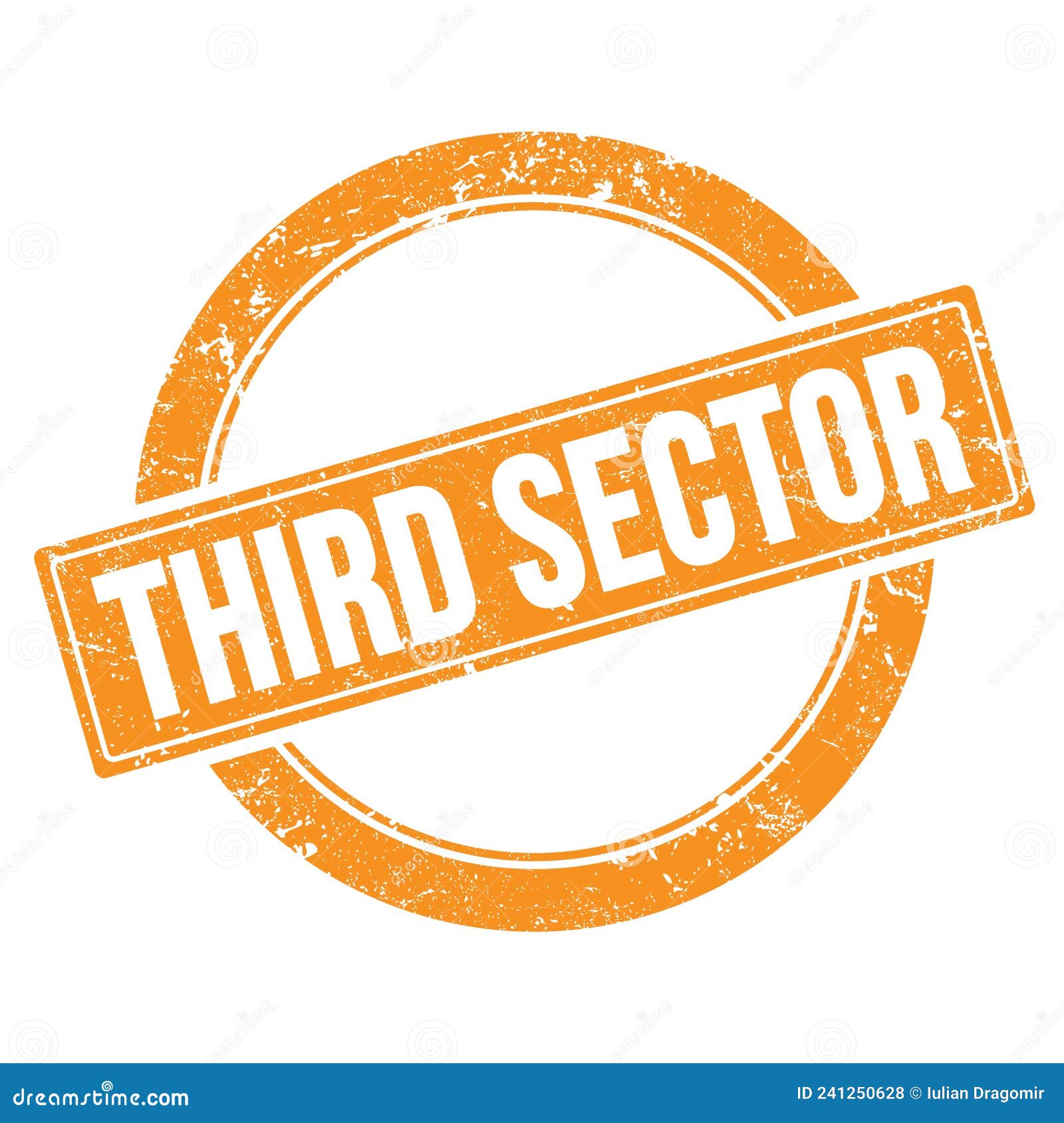 THIRD SECTOR Text on Orange Grungy Round Stamp Stock Illustration ...
