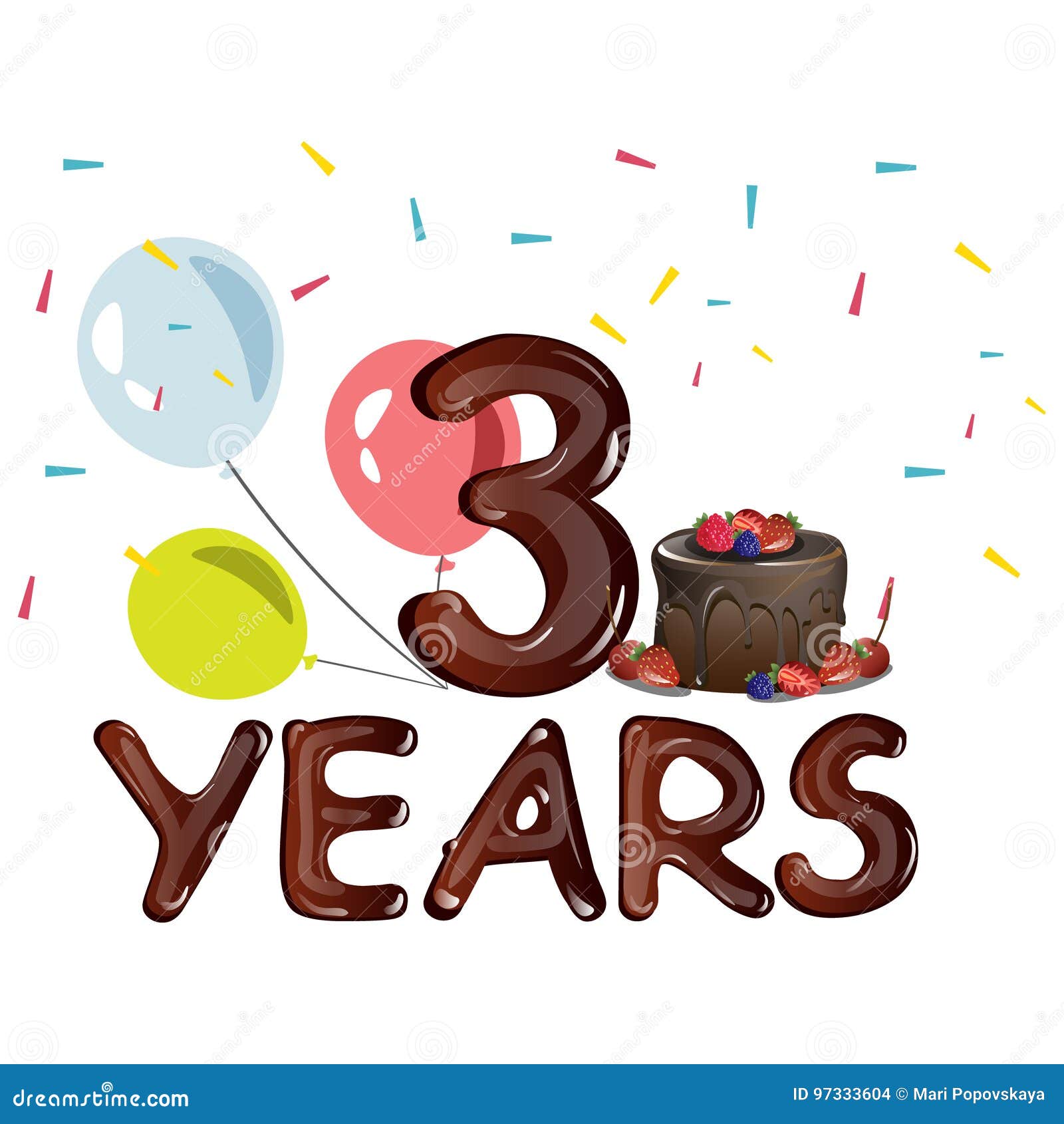 Third Year Happy Birthday Postcard Stock Vector - Illustration of baby ...