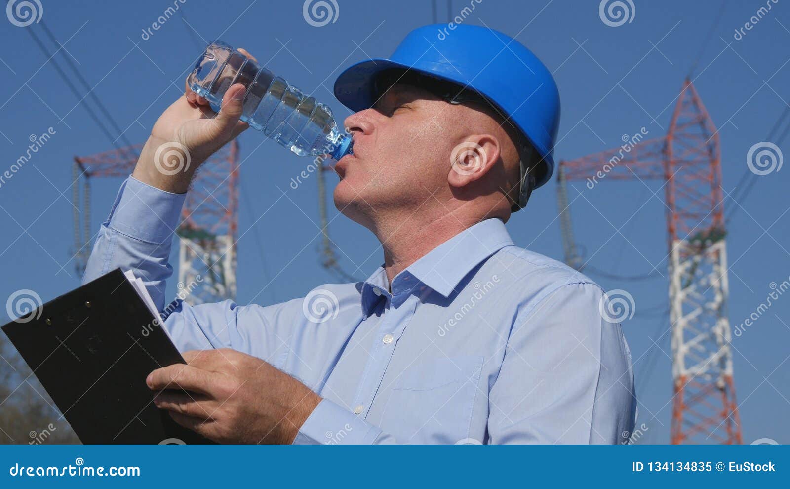 Thirsty Engineer Electrician Work and Drink Fresh Water Stock Image ...