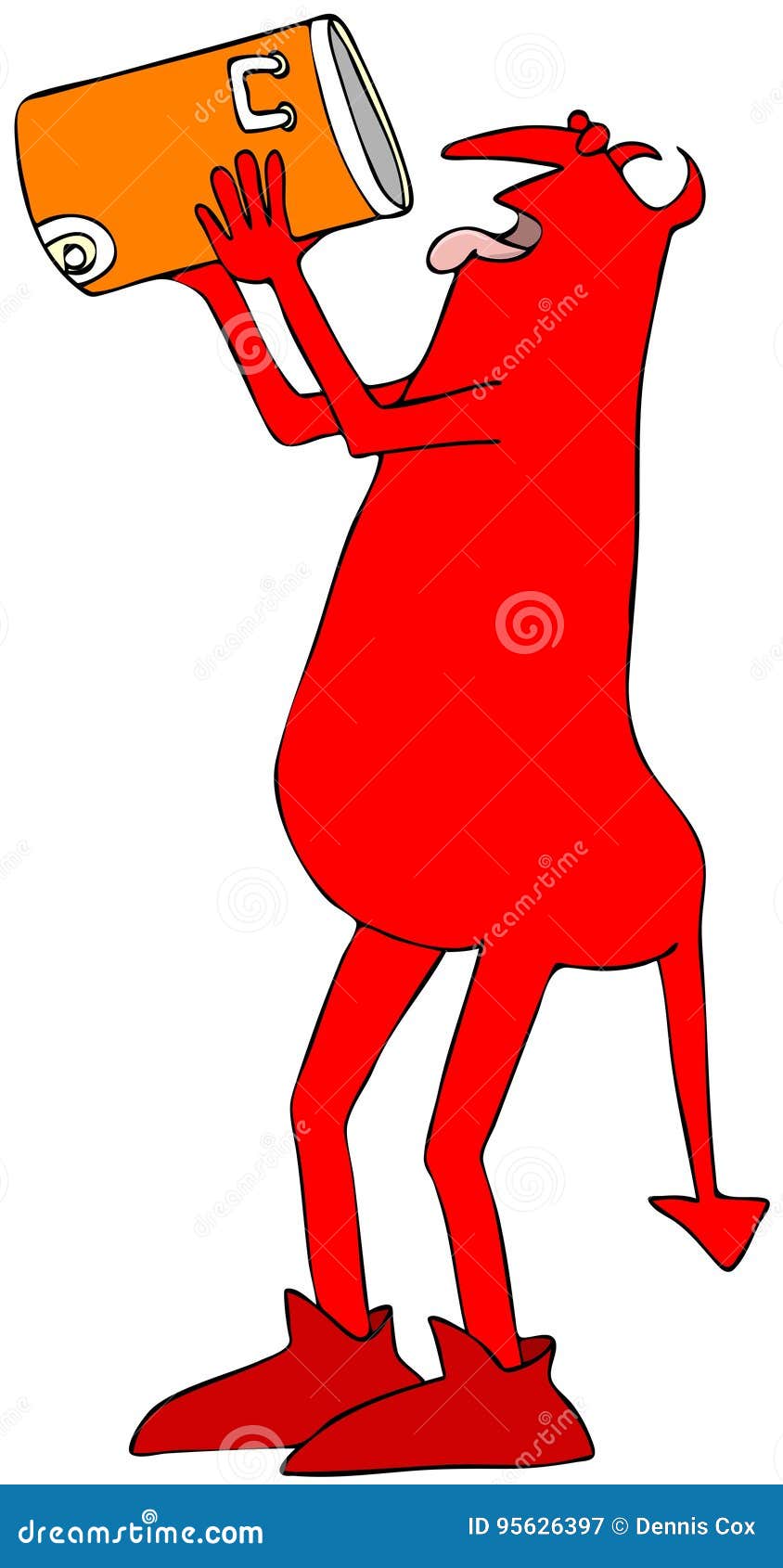 Thirsty Red Devil Pouring Water Into His Mouth Royalty-Free Stock Image ...