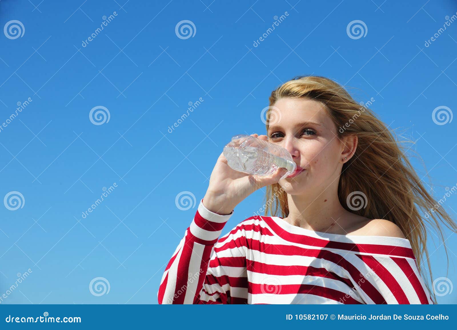 Thirsty Woman Holds Water Bottle. Thirst And Water Balance Concept ...